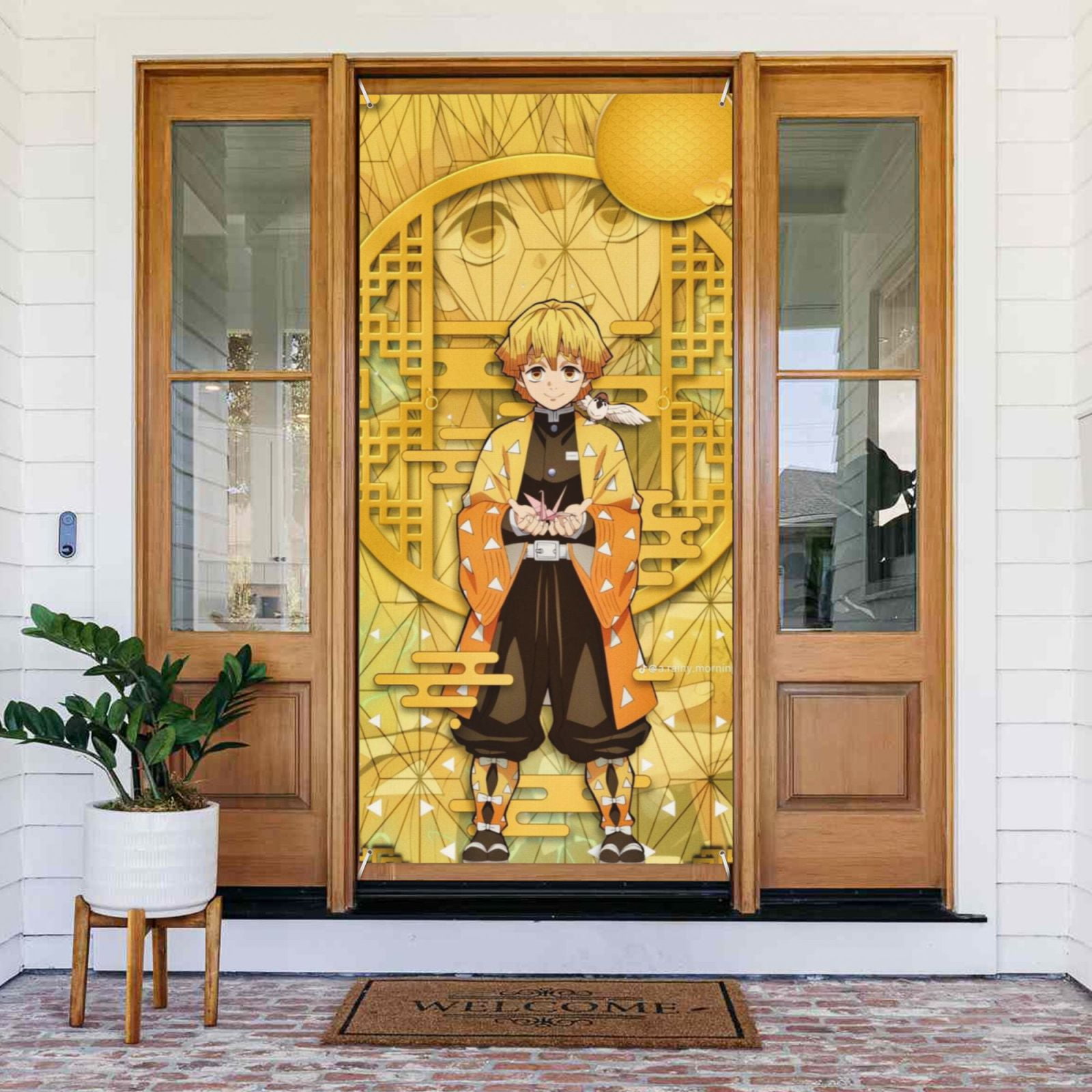 Door Cover Decoration Demon Slayer Agatsuma Zenitsu Hanging Banner ...