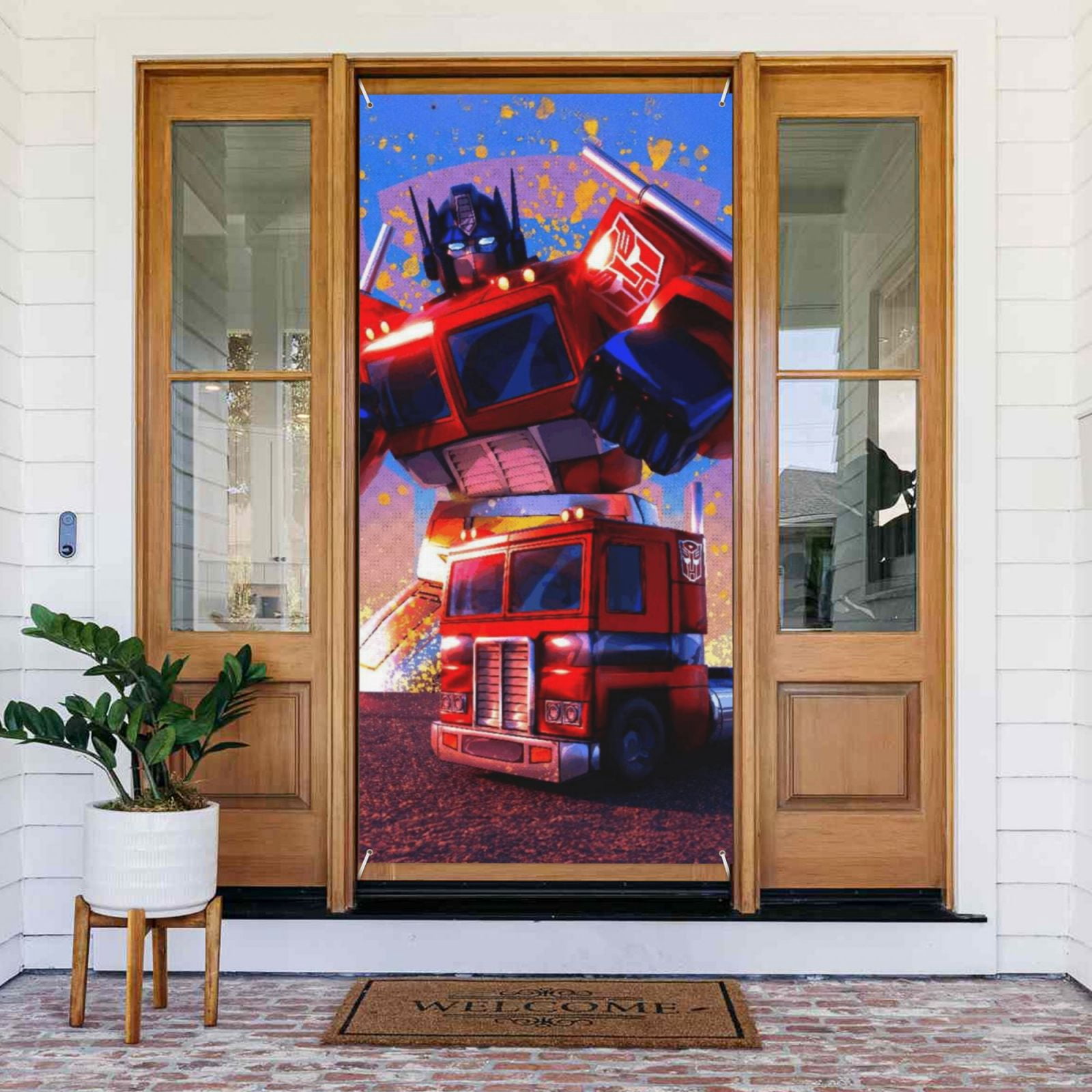 Door Cover Decoration Transformers Hanging Vertical Paper Door Banners ...