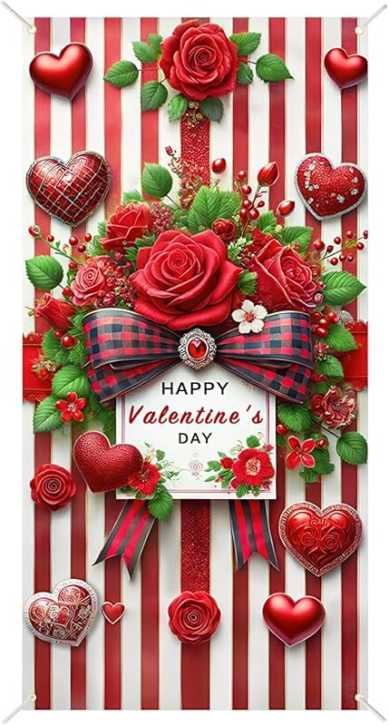 Door Cover Decoration for Valentine’s Day Backdrop Hanging Background ...