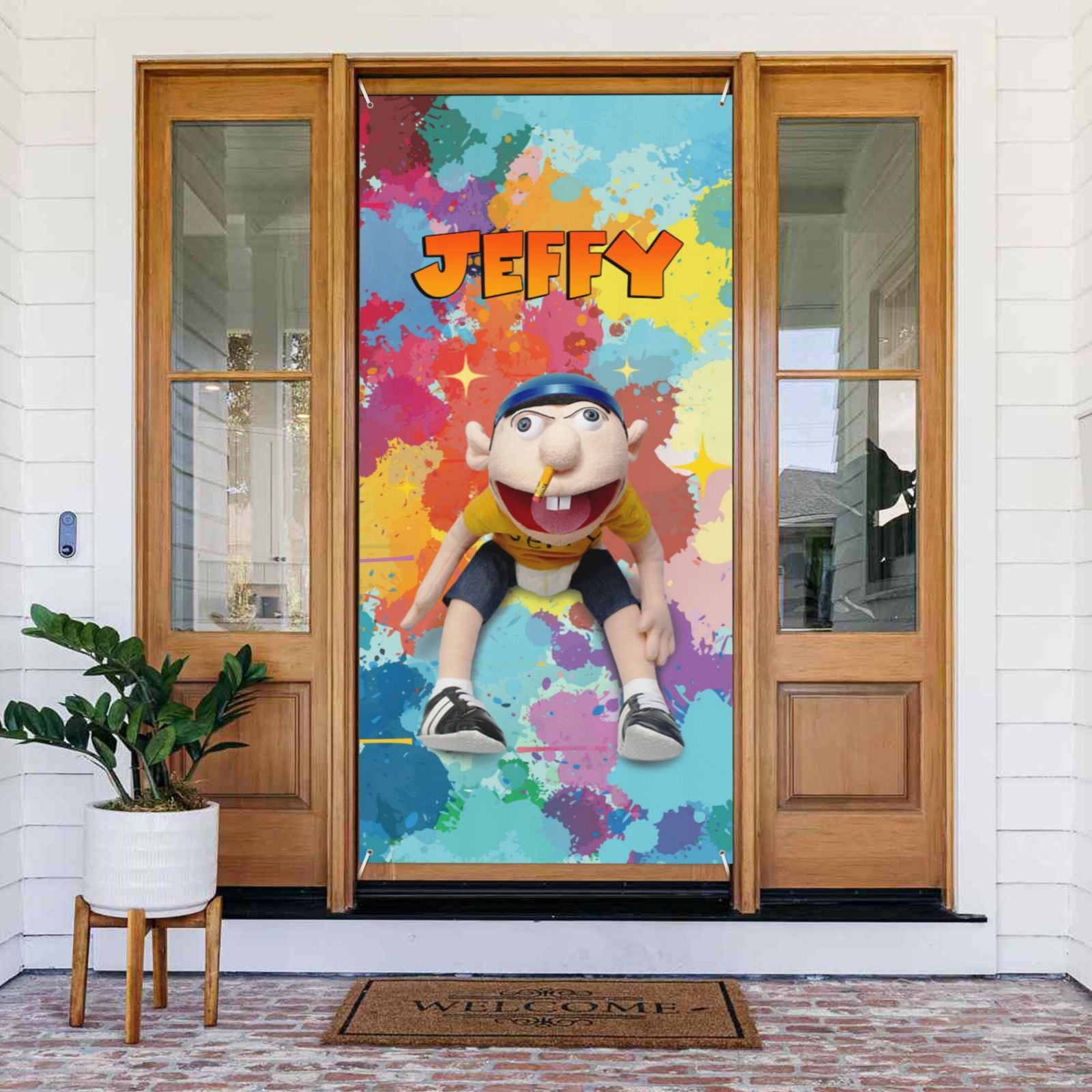 Door Cover Decorations SML Jeffy Door Banner Porch Sign for Party ...