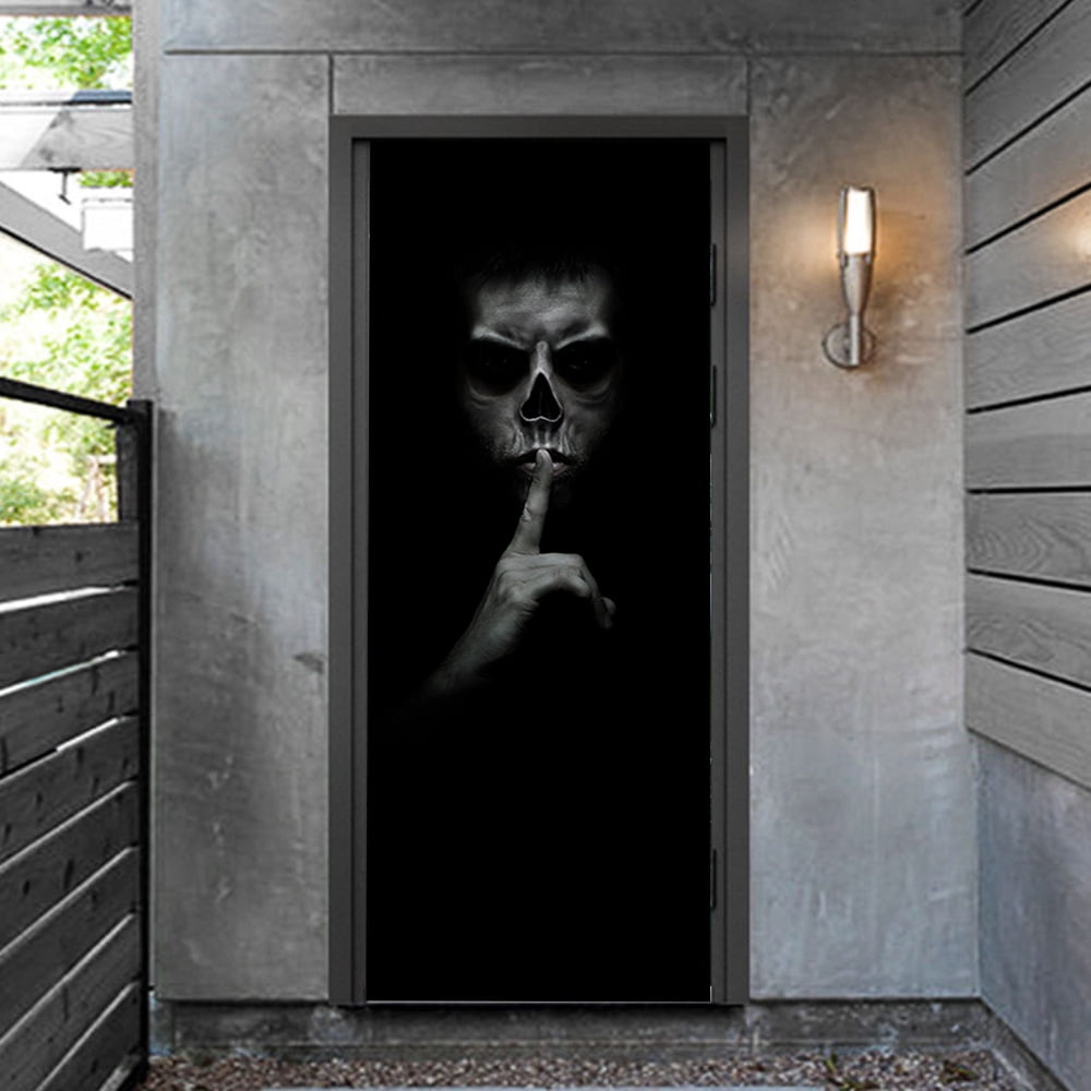 Door Cover for Halloween PVC Removable Door Sticker, Horrible Banner ...