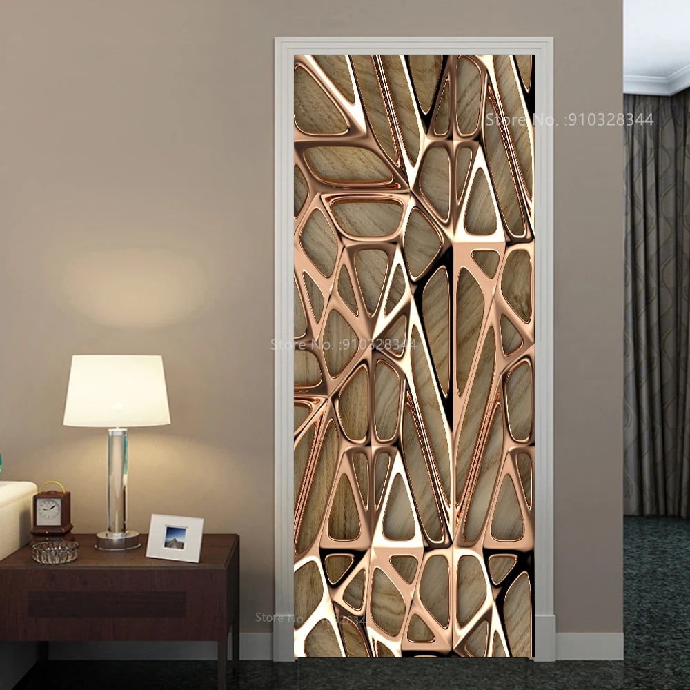 Door Cover Sticker Glass Self Adhesive Door Flower 3D Door Posters DIY ...