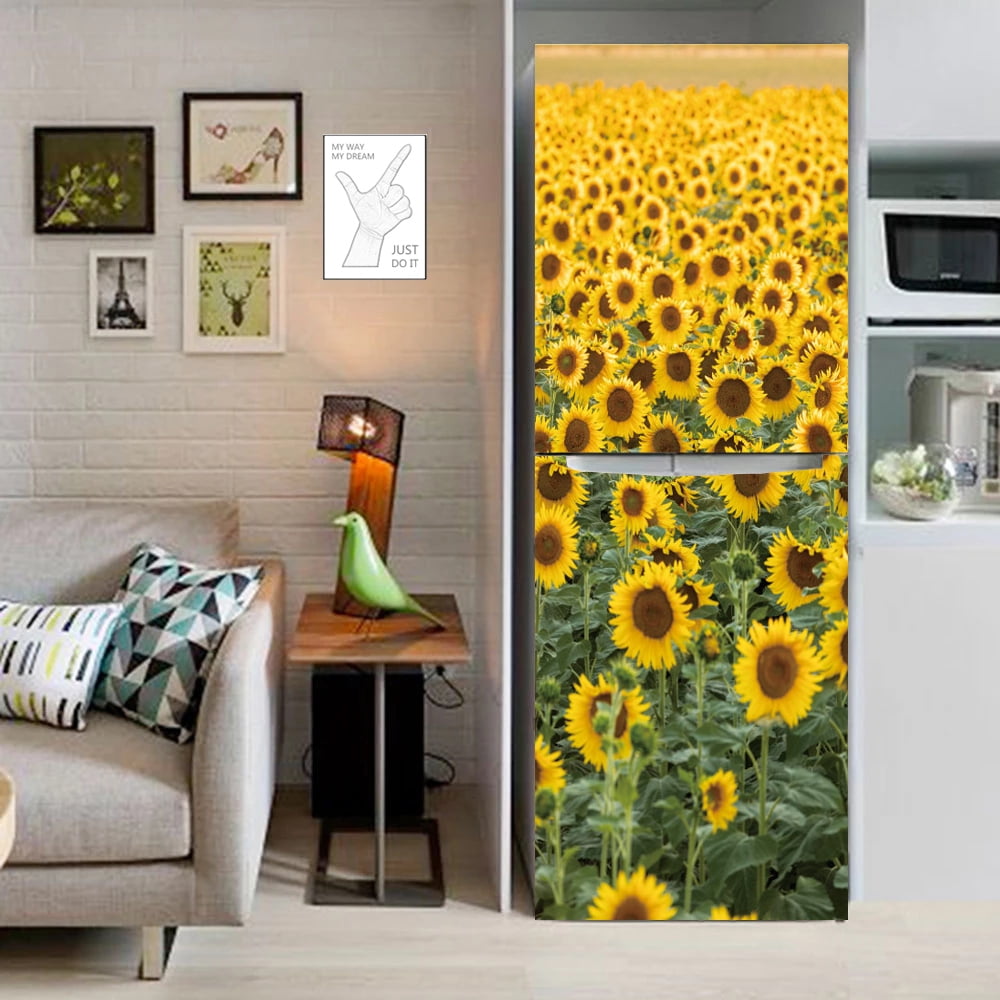 Door Covering of Fridge Sunflower Sea Refrigerator Wallpaper Full ...