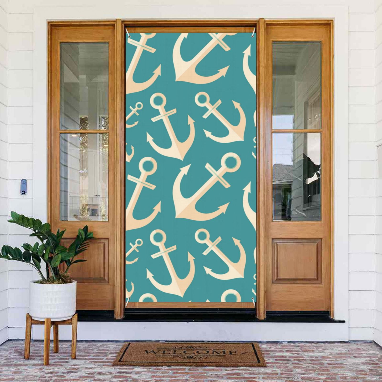 Door Covers Decorative - Anchor blue print aesthetic Door Banner ...