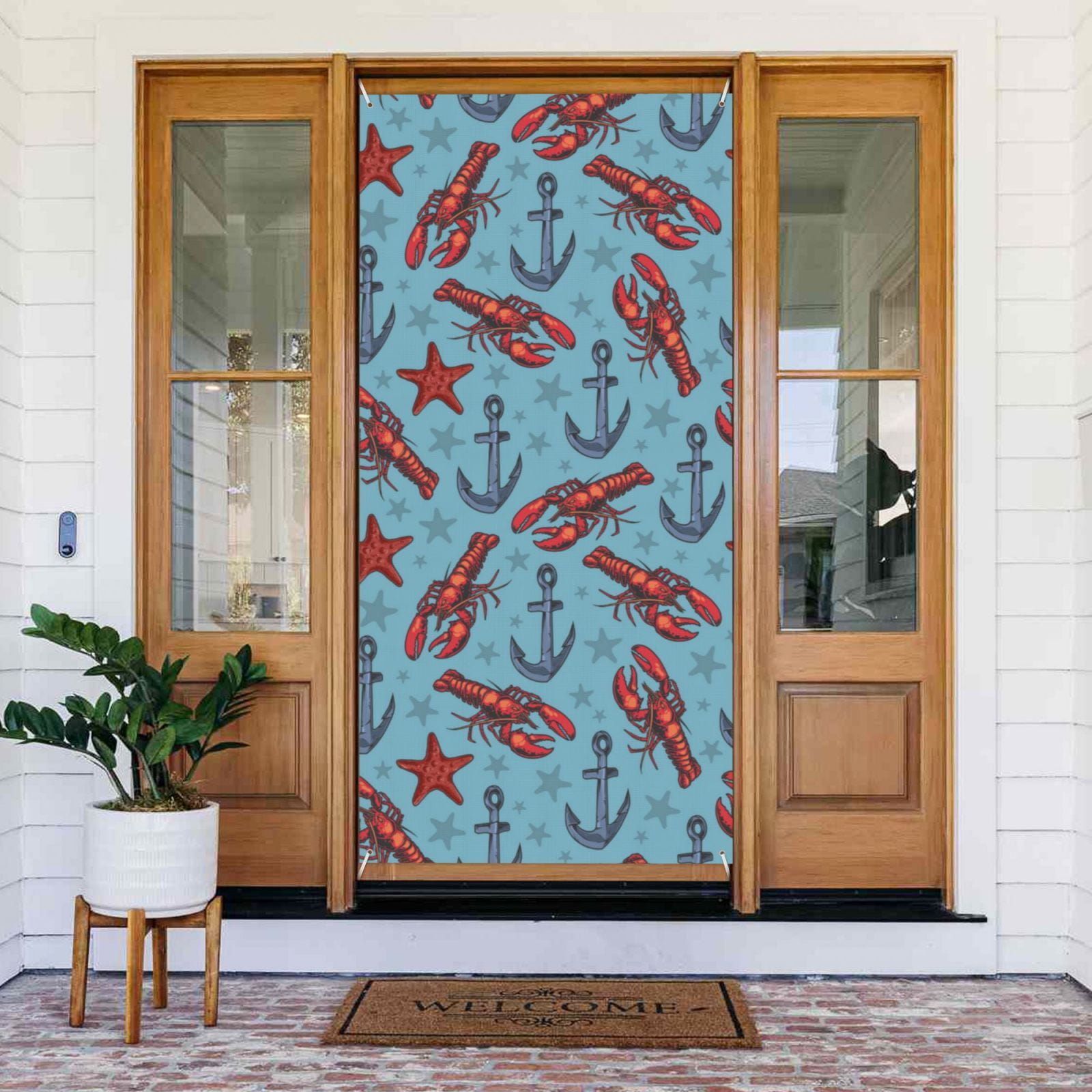 Door Covers Decorative - Anchored Starfish Shrimp Door Banner ...