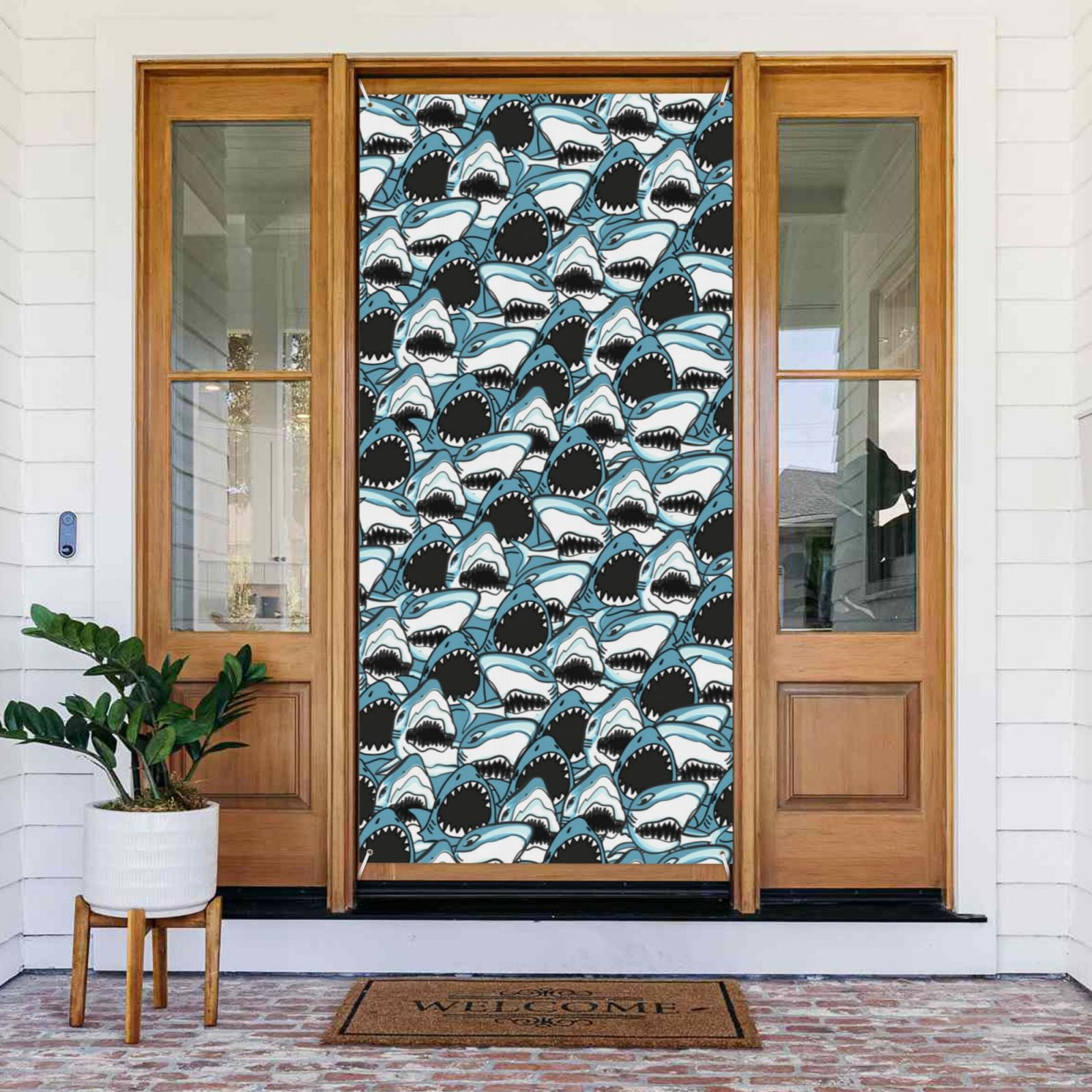 Door Covers Decorative - Angry Shark Door Banner Decorations for Indoor ...