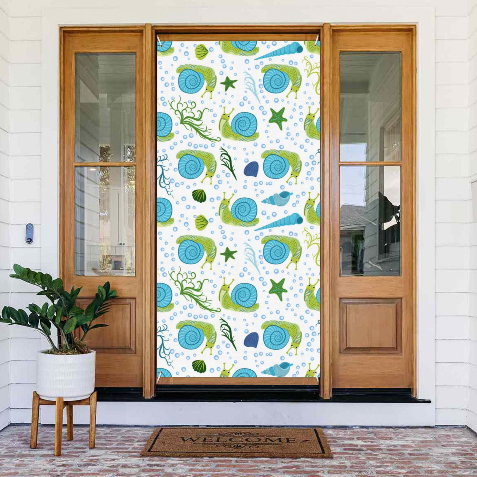 Door Covers Decorative - Blue Green Slug Shells Door Banner Decorations ...