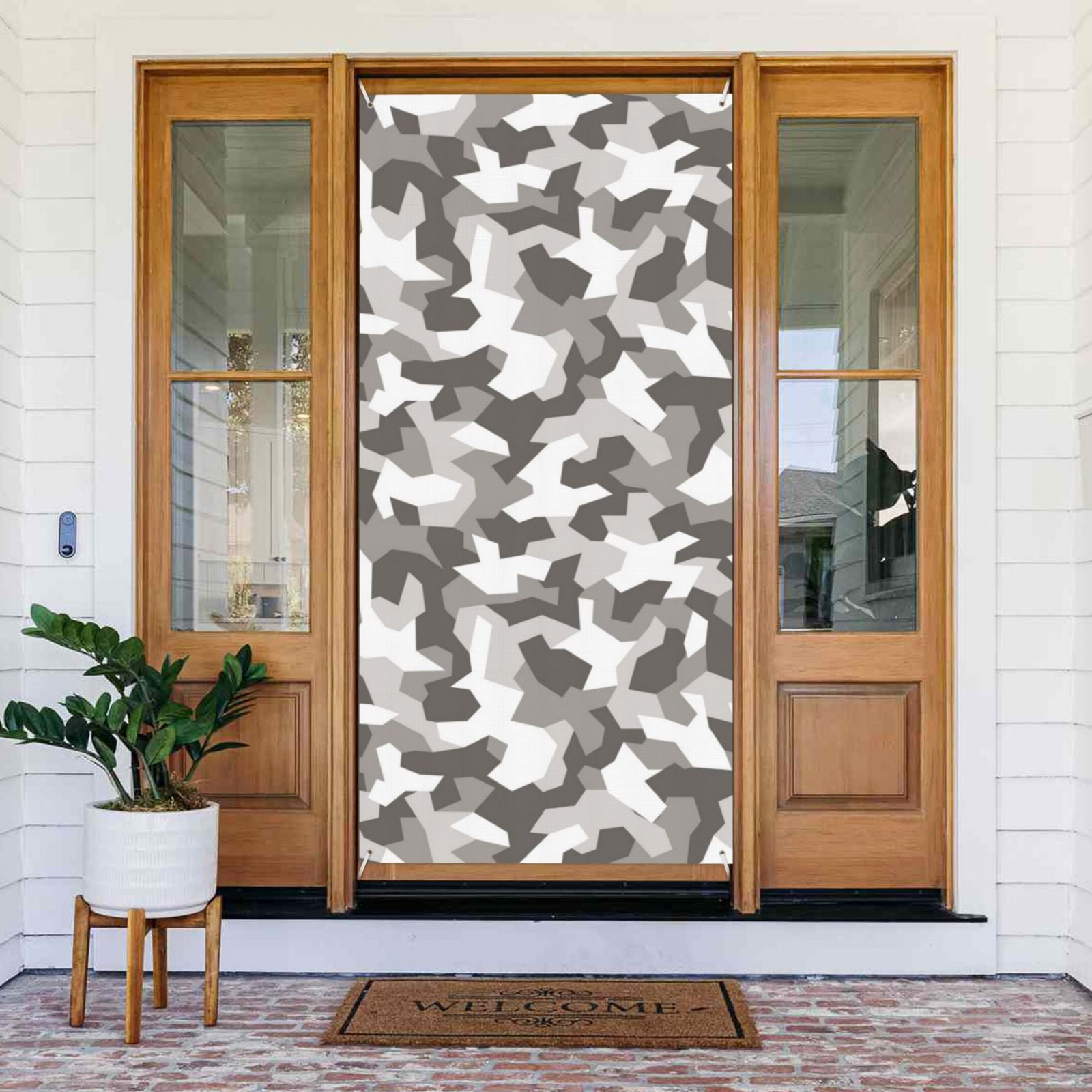 Door Covers Decorative - Camouflage Grey White Door Banner Decorations ...