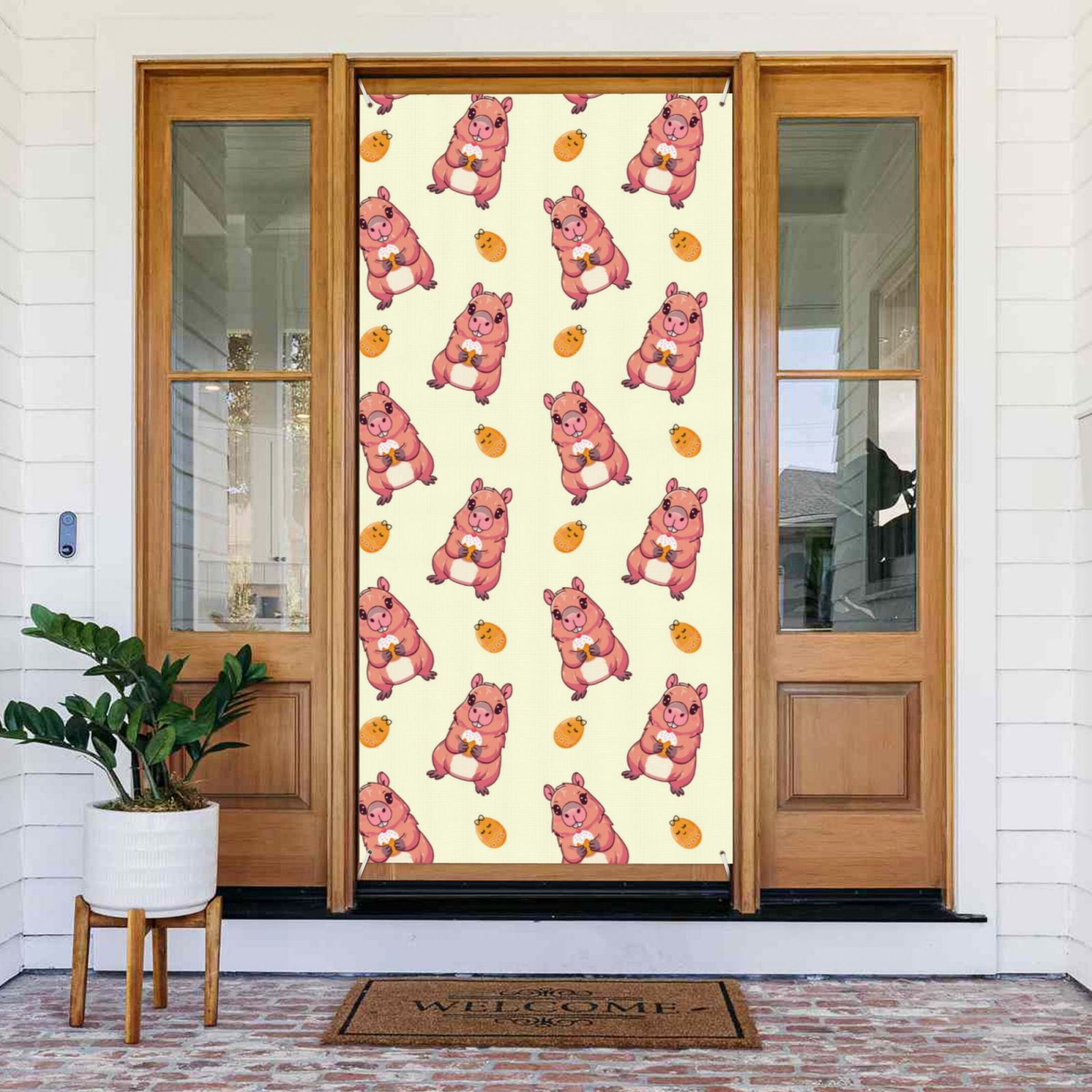 Door Covers Decorative - Capybaras Easter Eggs Door Banner Decorations ...