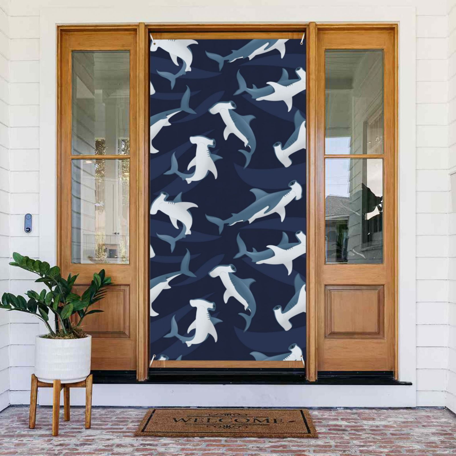 Door Covers Decorative - Cartoon Cute Hammerhead Shark Door Banner ...