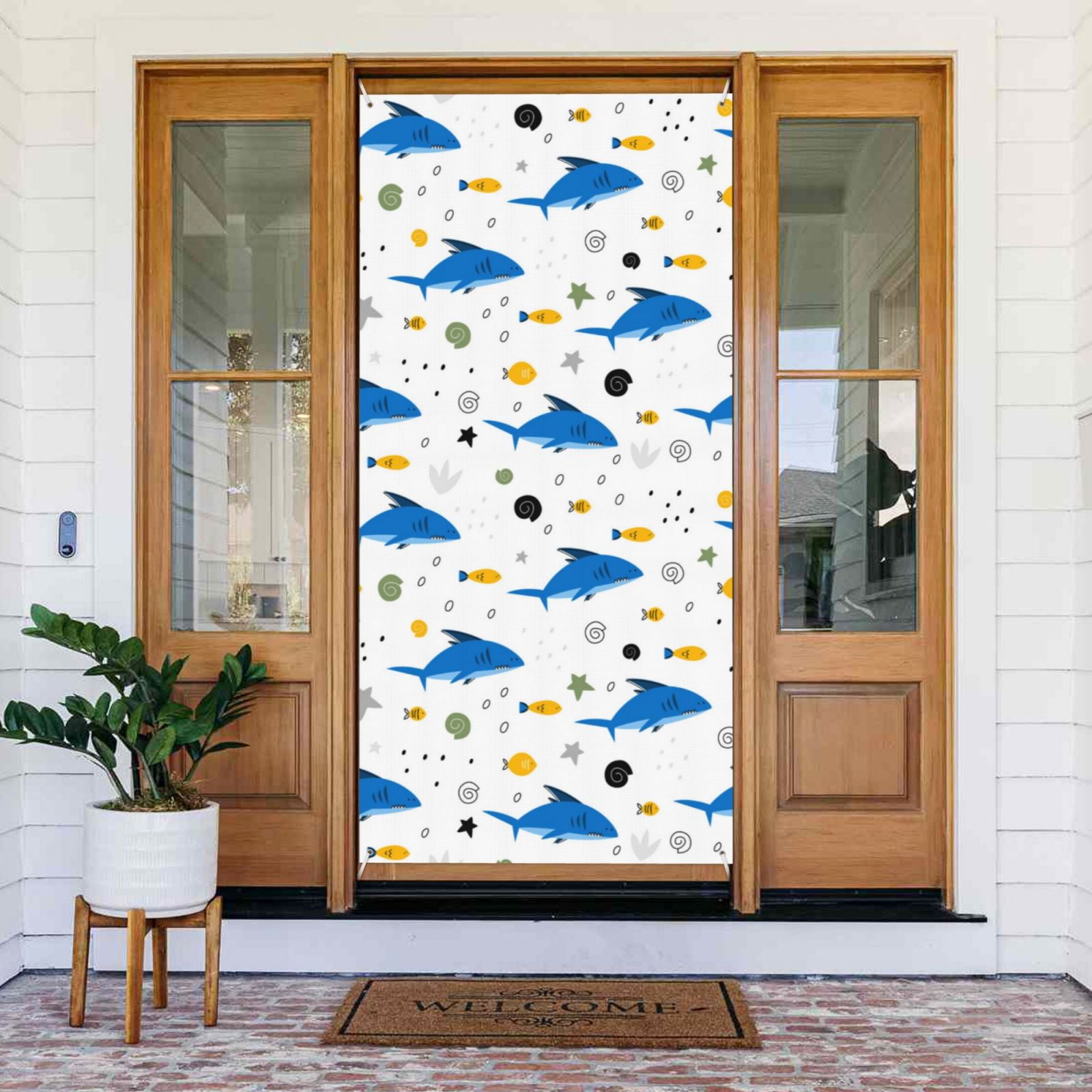 Door Covers Decorative - Cartoon Cute Shark Door Banner Decorations for ...