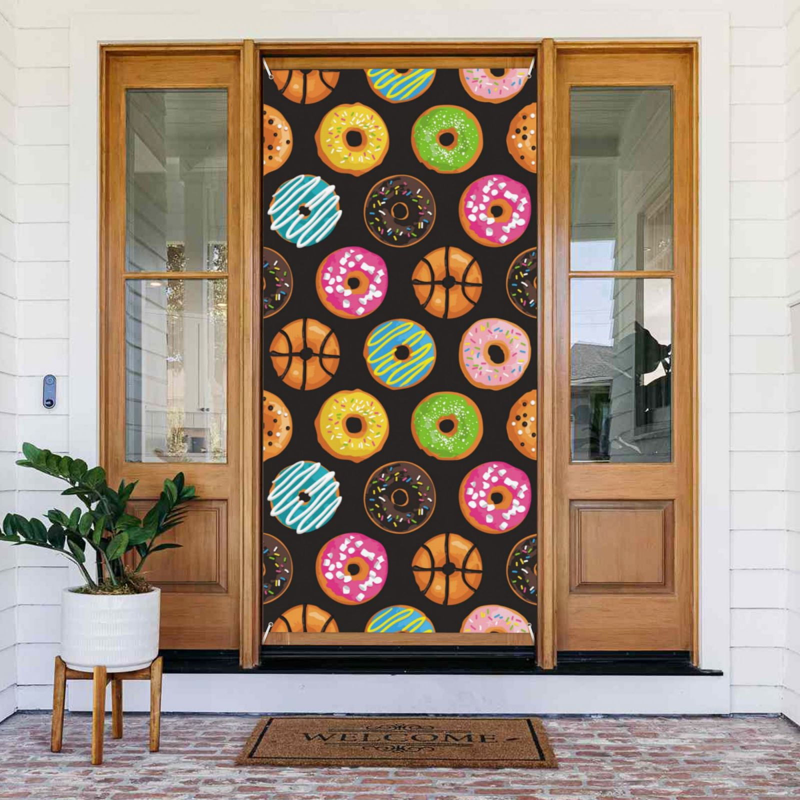 Door Covers Decorative - Colourful Donut Print Door Banner Decorations ...
