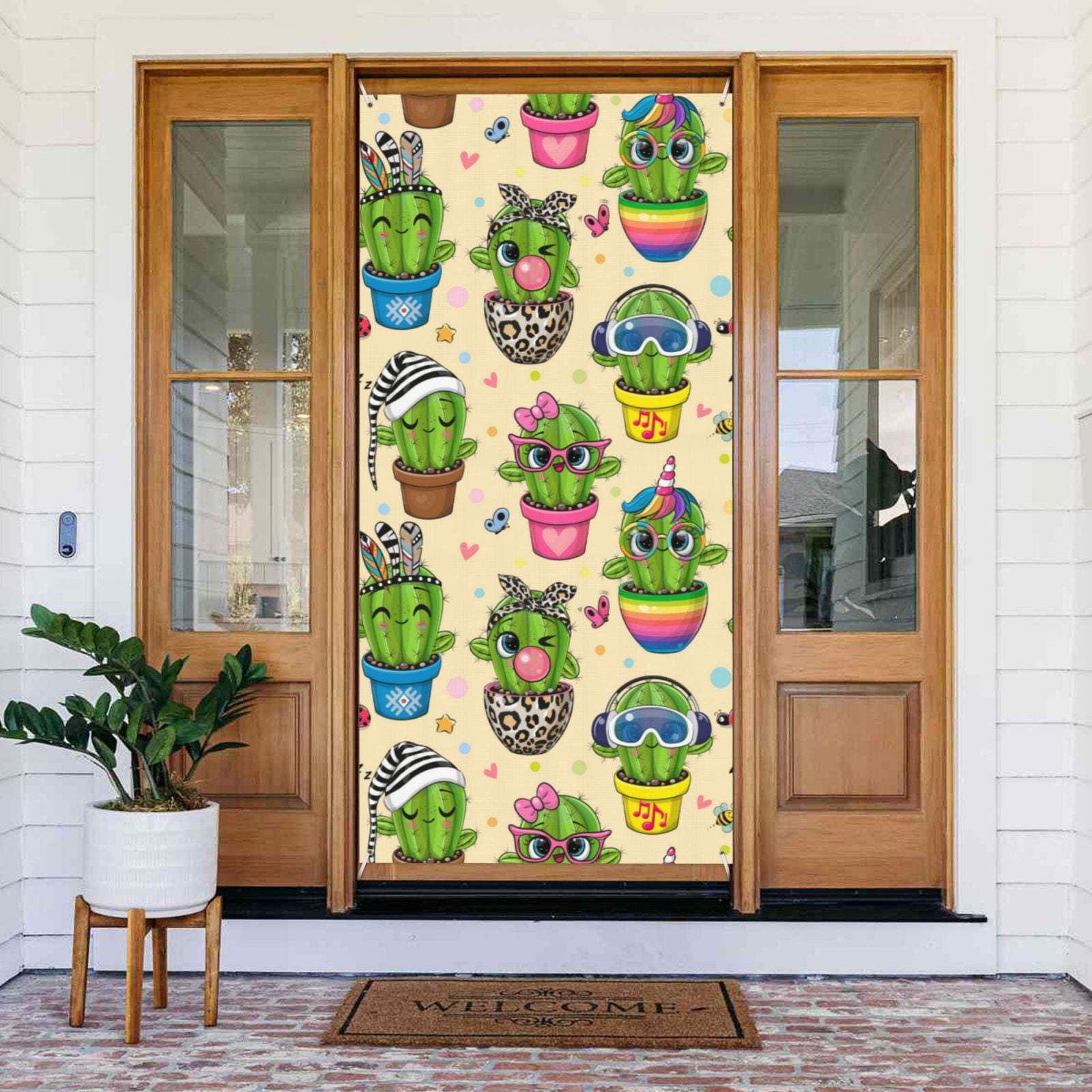 Door Covers Decorative - Cute Cartoon Cactus Door Banner Decorations ...