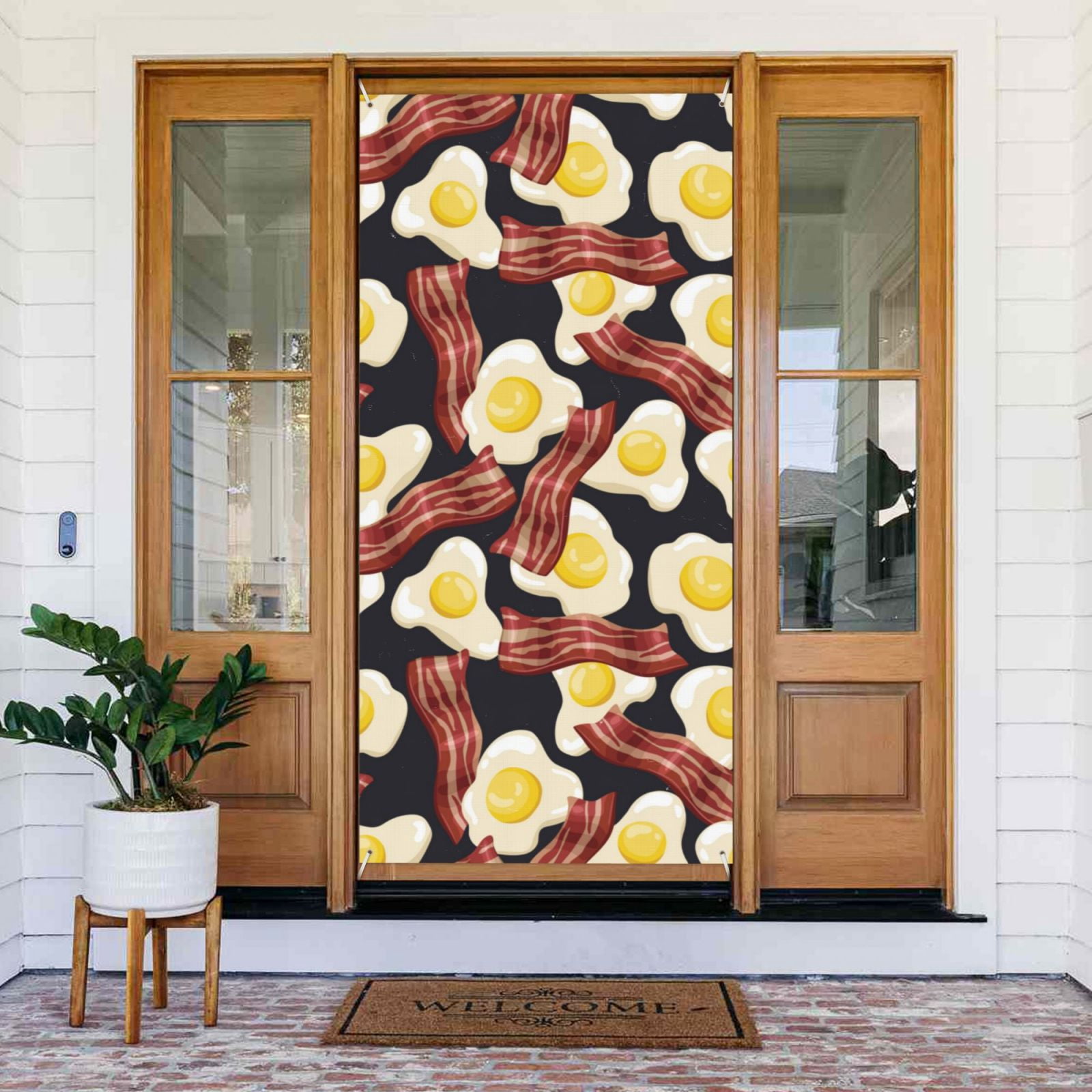 Door Covers Decorative - Cute Fried Egg Meat Door Banner Decorations ...