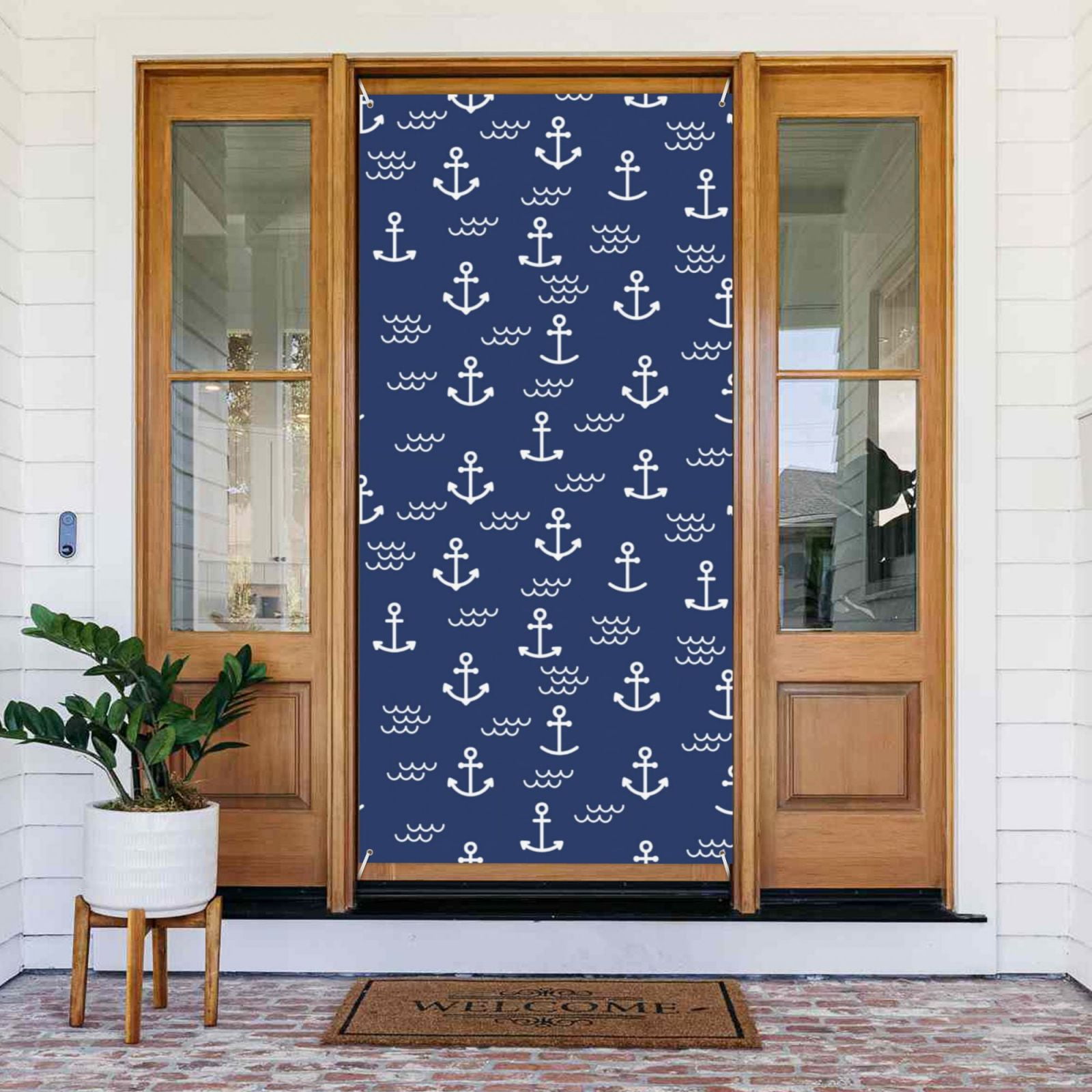 Door Covers Decorative - Cute anchors wave navyblue Door Banner Decorations for Indoor Outdoor ...