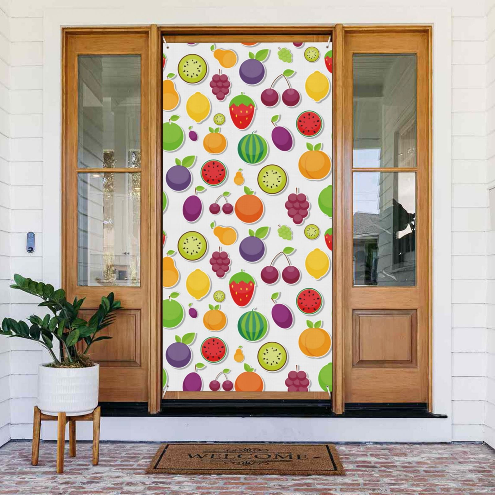 Door Covers Decorative - Cute colorful fruits Door Banner Decorations ...