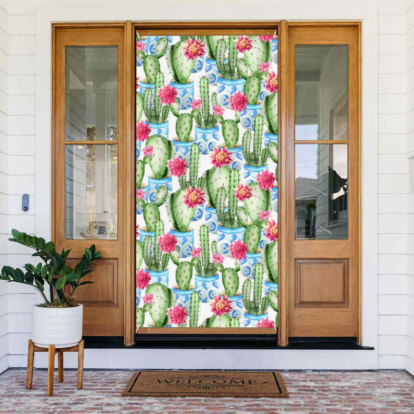Door Covers Decorative - Flowers and Cactus Door Banner Decorations for ...