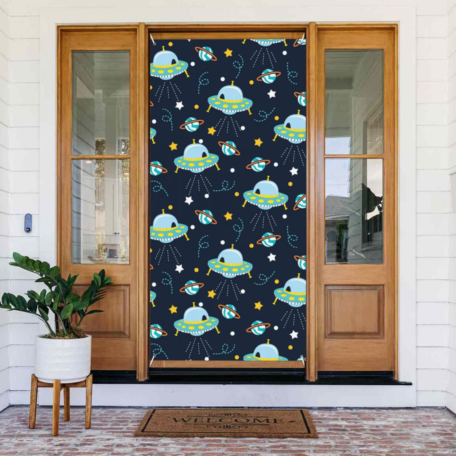 Door Covers Decorative - Galaxy With Ufo Door Banner Decorations for ...