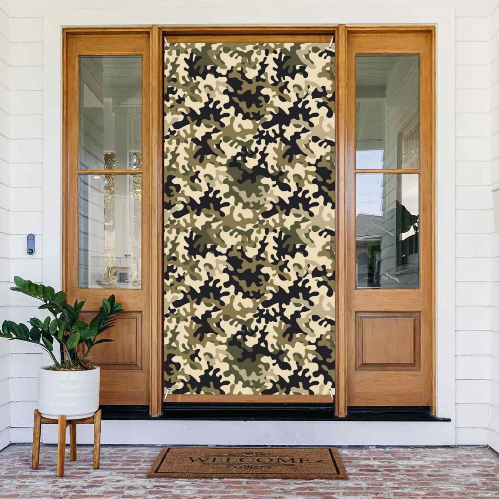 Door Covers Decorative - Green Black Camouflage Door Banner Decorations ...