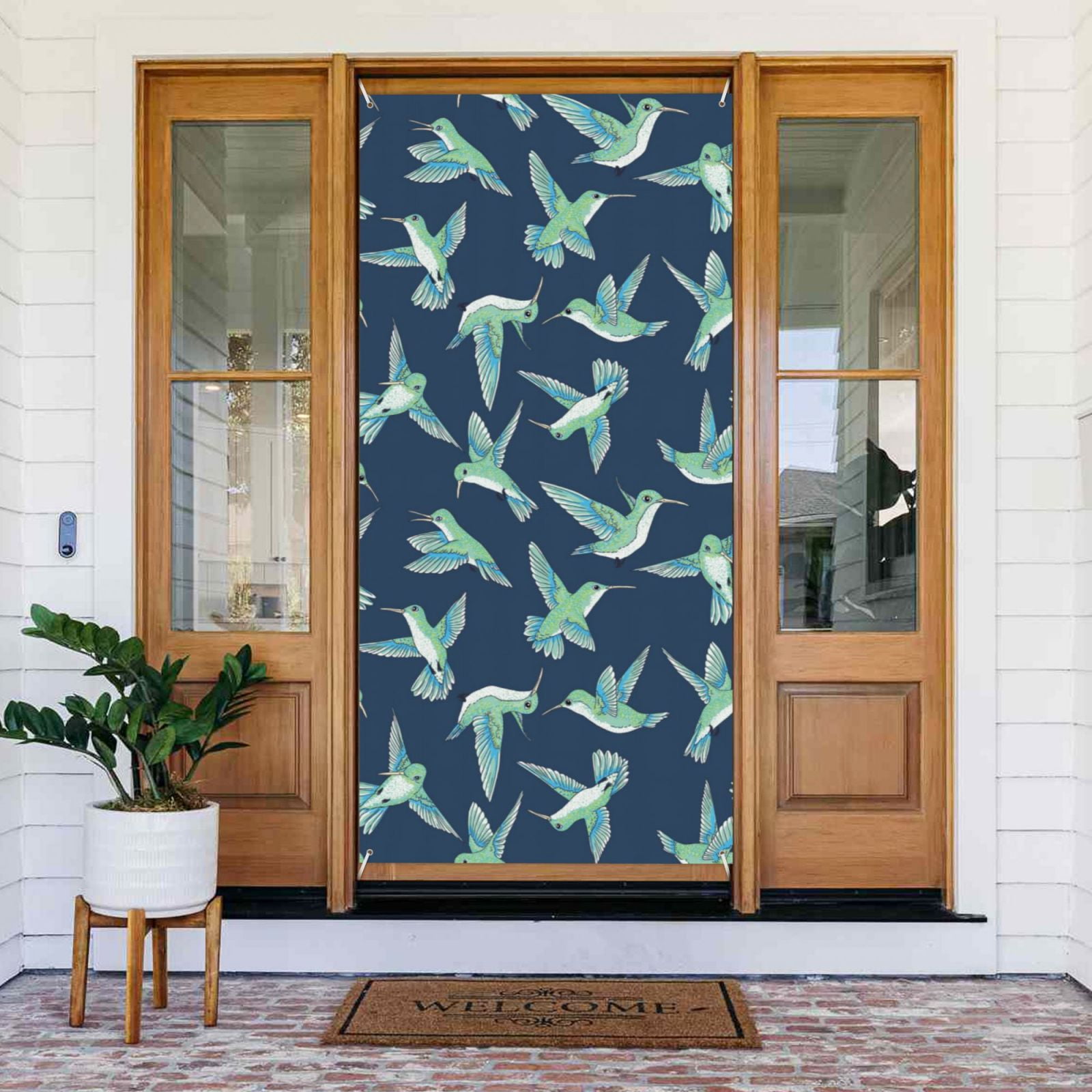 Door Covers Decorative - Green Hummingbird Door Banner Decorations for ...