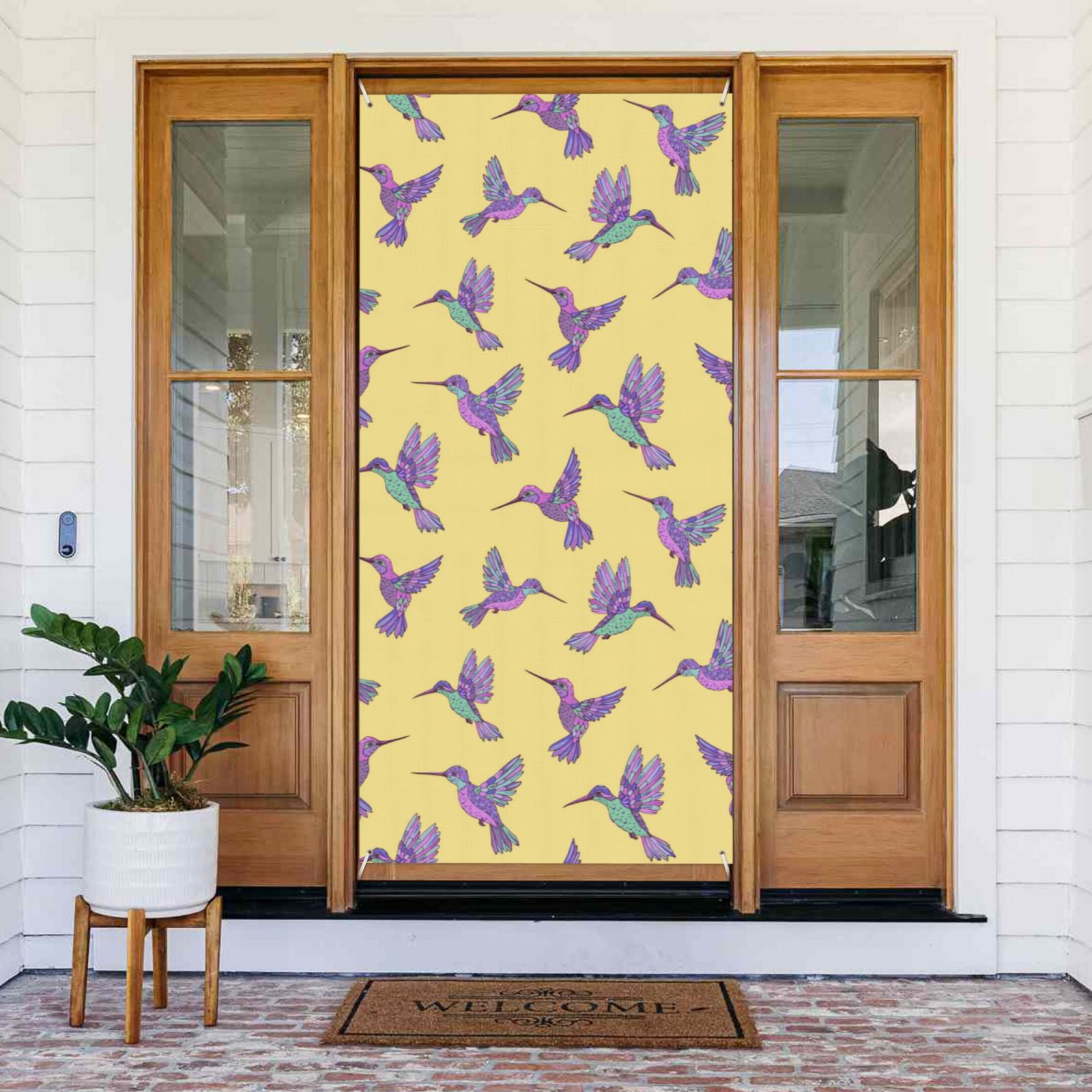 Door Covers Decorative - Green Purple Hummingbird Door Banner ...