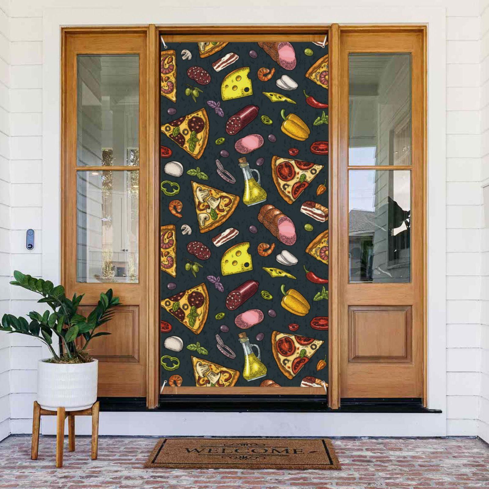 Door Covers Decorative - Ham Pepper Pizza Door Banner Decorations for ...
