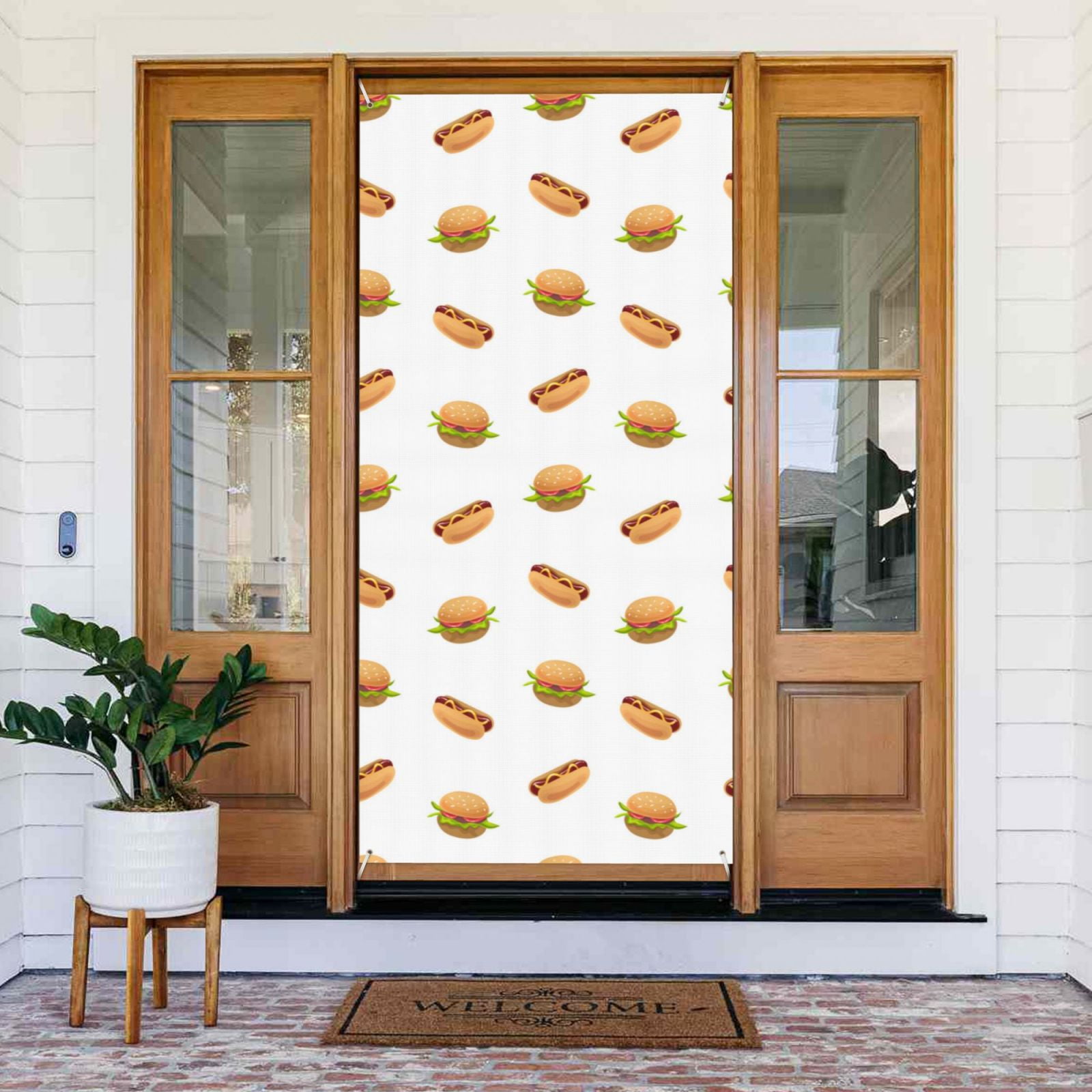 Door Covers Decorative - Hot Dog Hamburger Print Door Banner ...