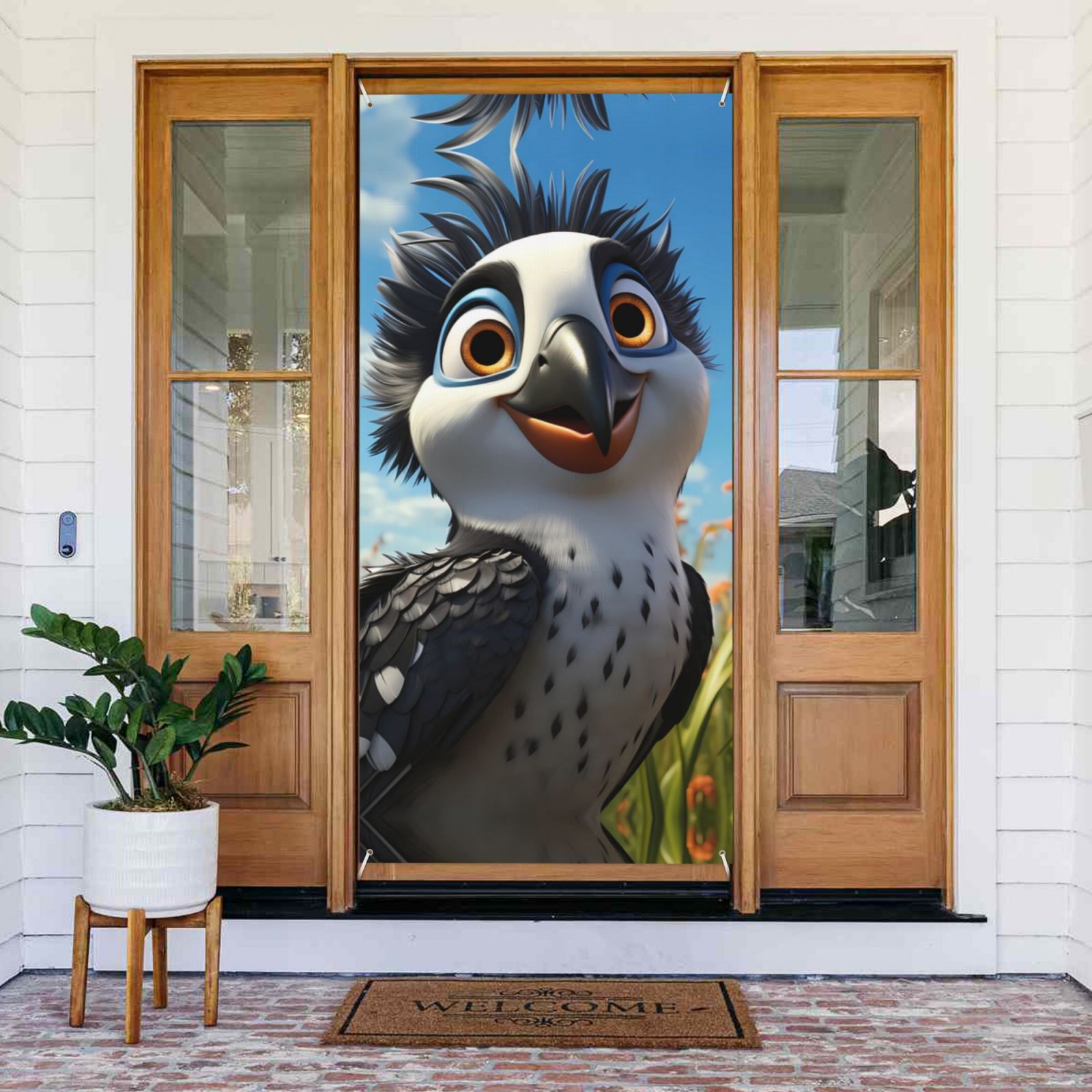 Door Covers Decorative - Joyful Animated Bird Door Banner Decorations ...