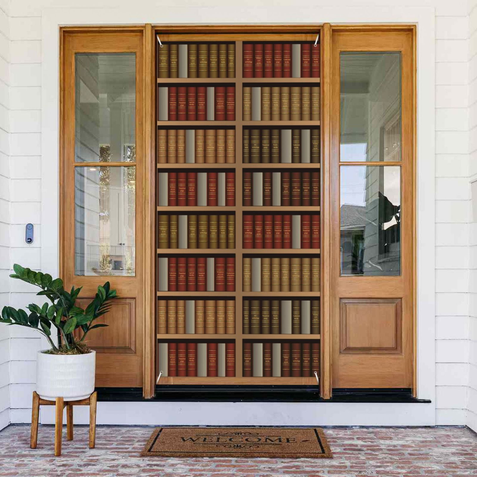 Door Covers Decorative - bright bookcase bookshelf print Door Banner ...