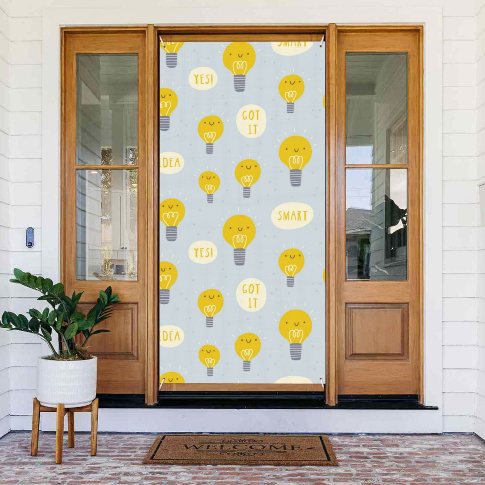 Door Covers Decorative - cute Light Bulb Pattern Door Banner ...