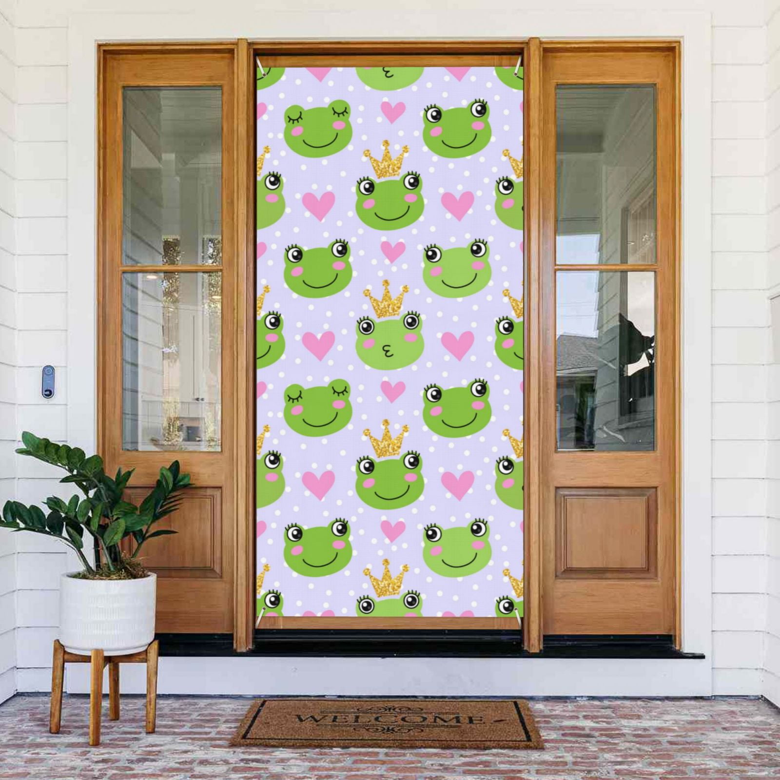Door Covers Decorative - cute frogs crowns heart purple Door Banner ...