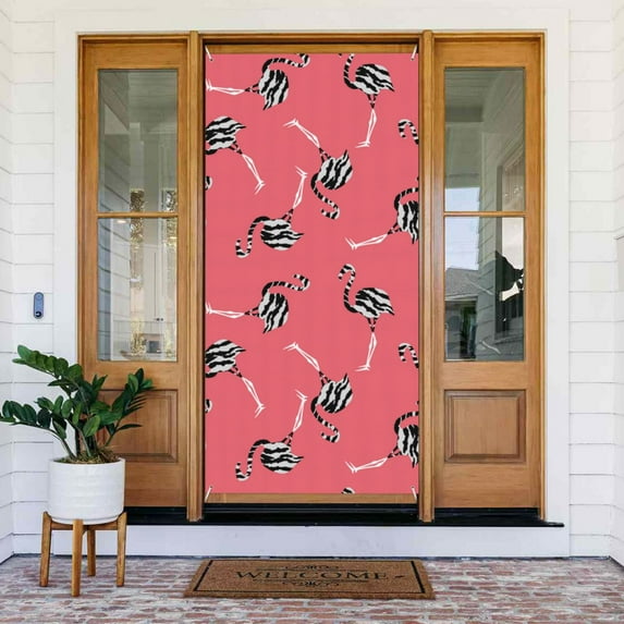 Door Covers Decorative - flamingo zebra print pink Door Banner ...