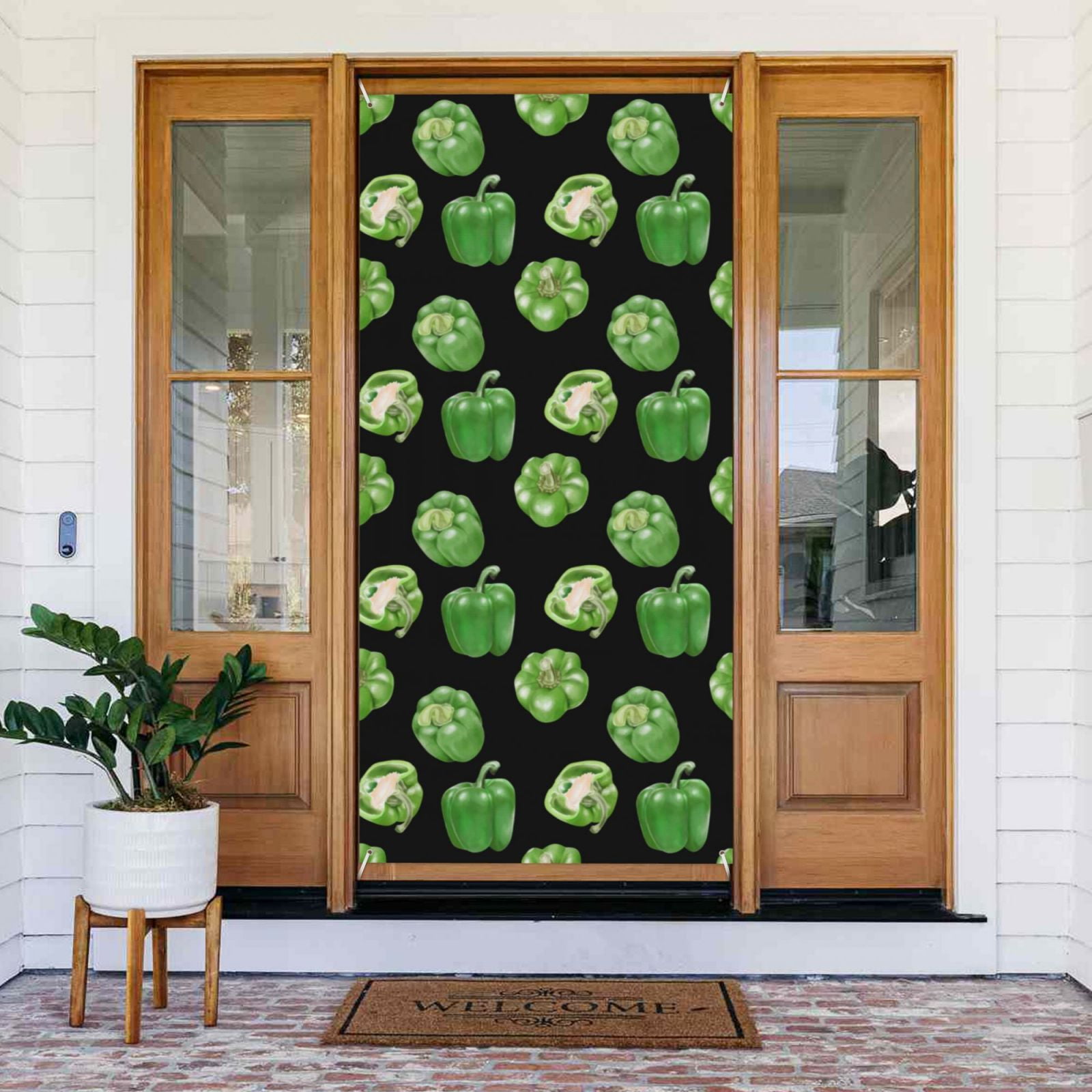 Door Covers Decorative - green Bell Pepper Print Door Banner ...