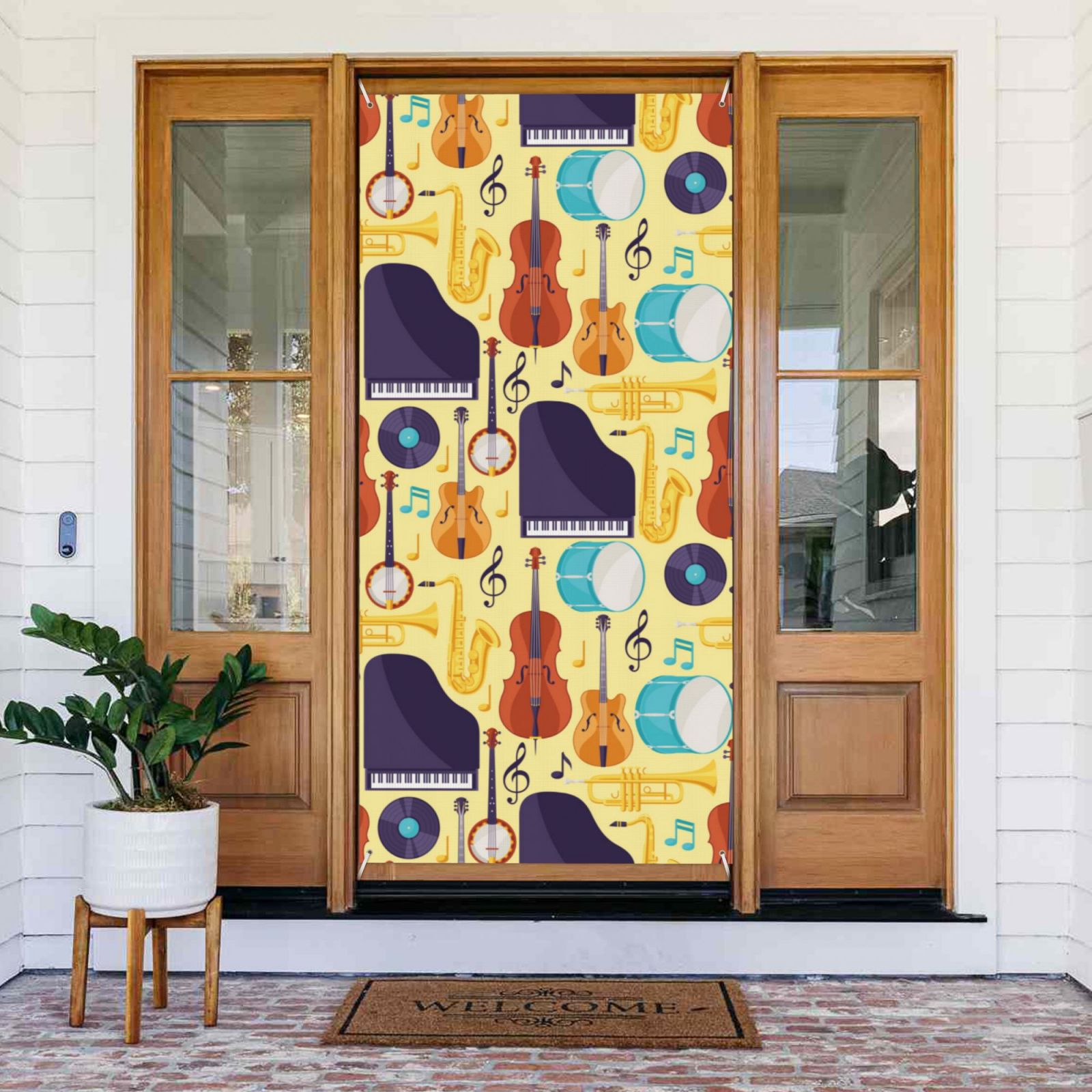 Door Covers Decorative - musical instruments Door Banner Decorations ...