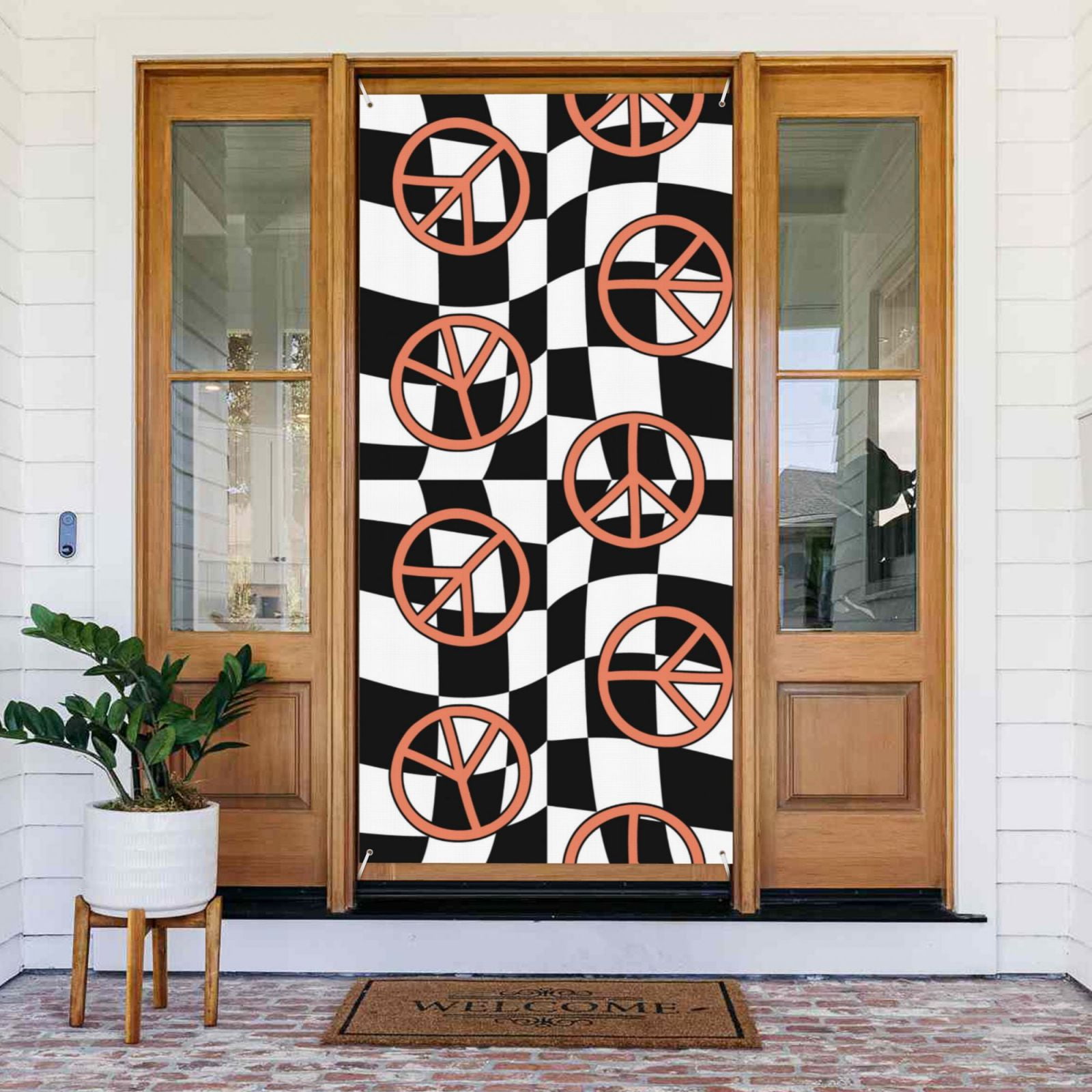 Door Covers Decorative - peace sign chessboard Door Banner Decorations ...