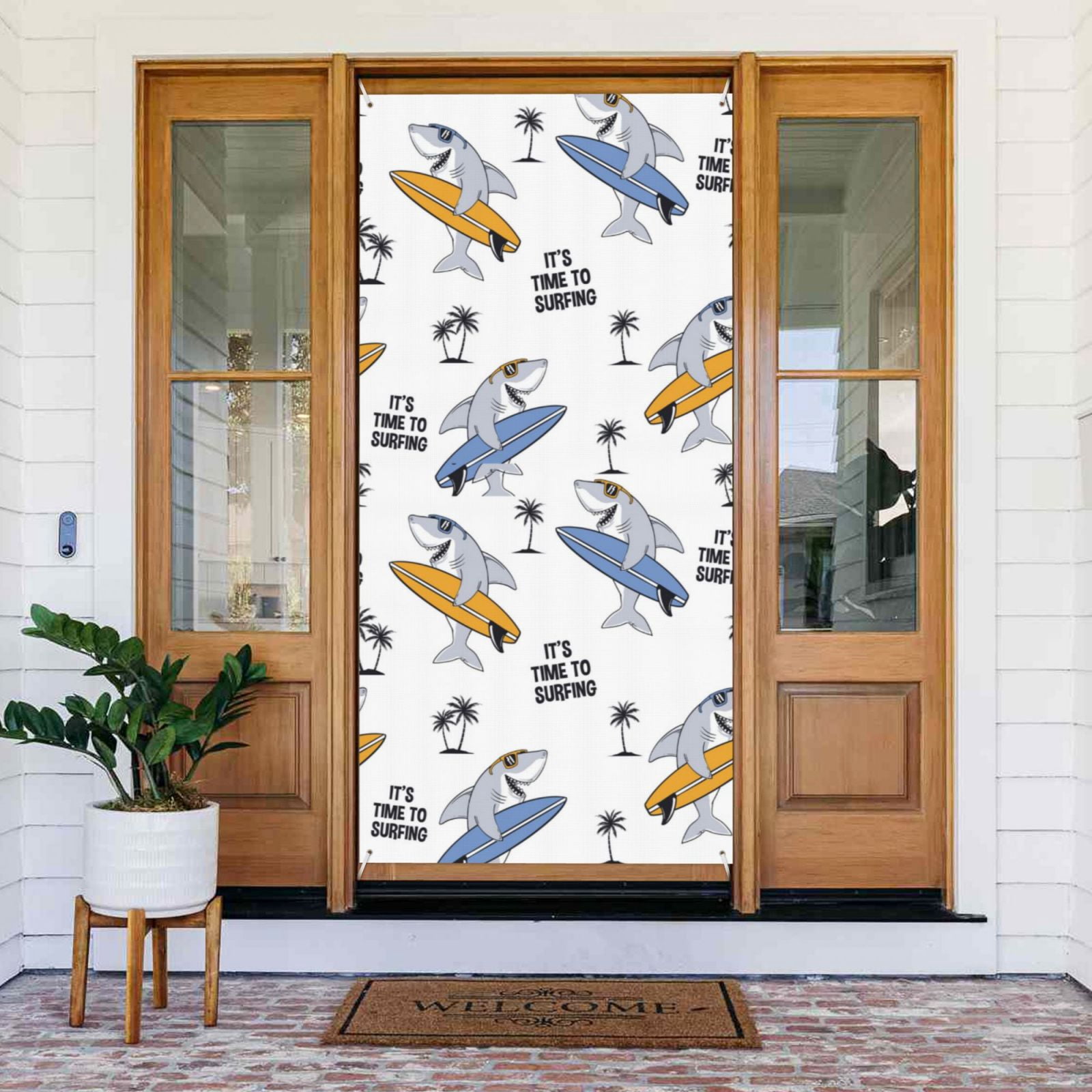 Door Covers Decorative - shark surfing Door Banner Decorations for ...