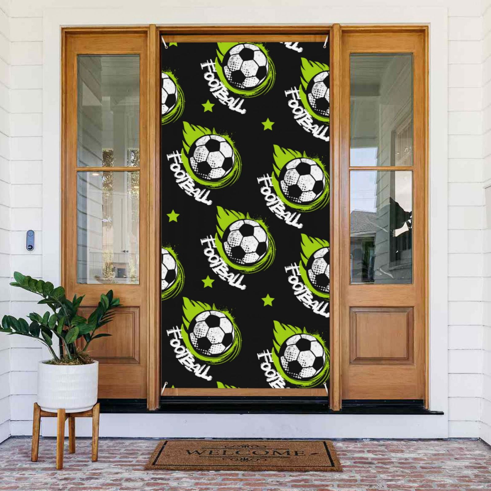 Door Covers Decorative - soccer football ball cool black Door Banner ...