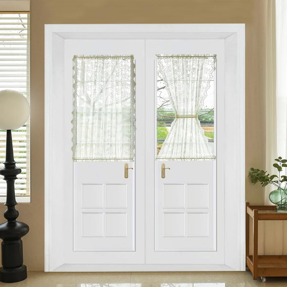 Door Curtain 40 Inch Long, Cute Curtains for Front Door Window with 2 ...