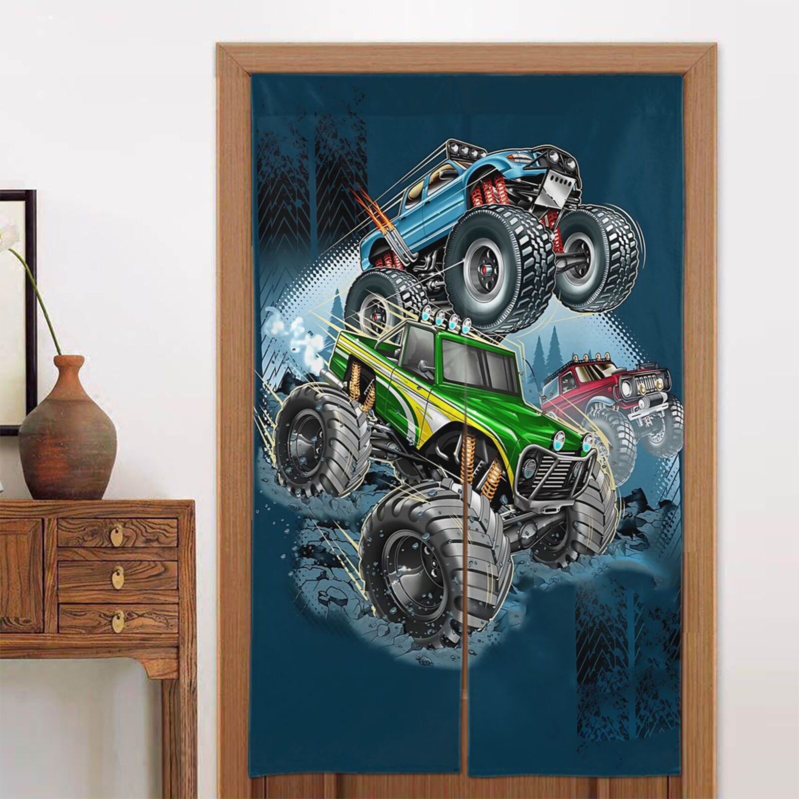 Door Curtain Monster Truck Jam Decorations for Party Supplies Props ...