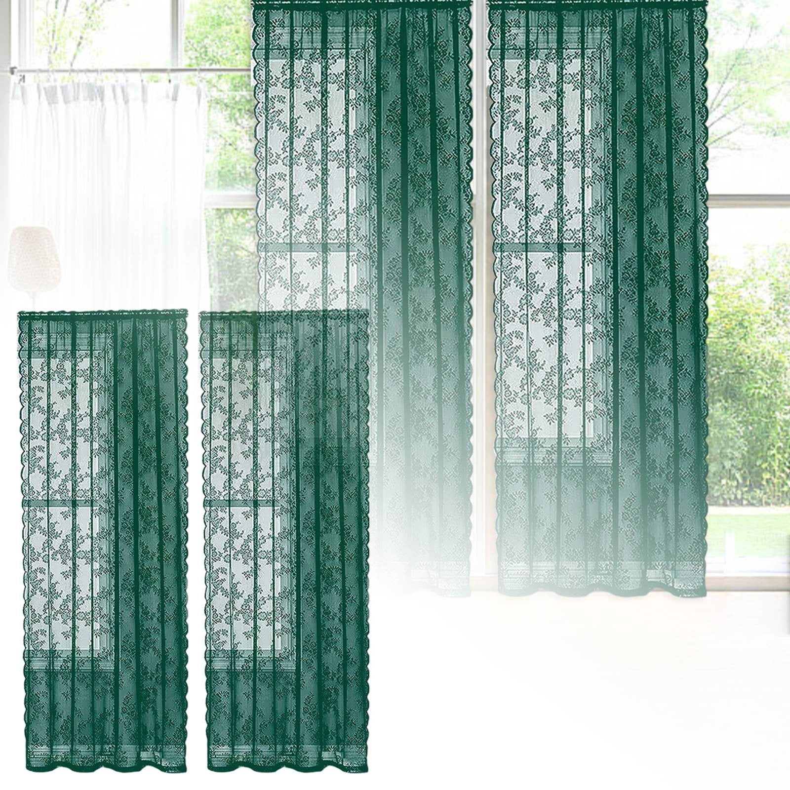 Door Curtains, 100cm x 140cm French Lace Window Curtain Panel, Sheer ...