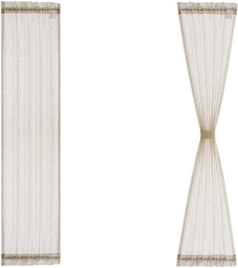 Door Curtains 72" Long Flax Linen Blend Sheer Panels Privacy Side Door ...