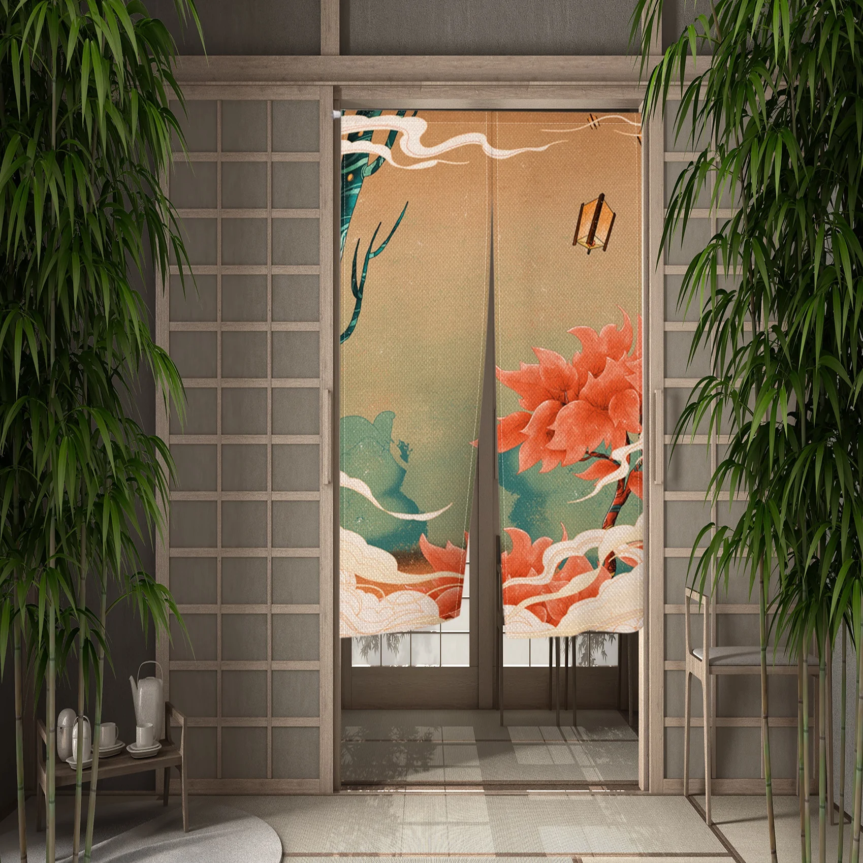 Door Curtains Japanese Style Home Linen Cotton Door Curtain for Kitchen ...
