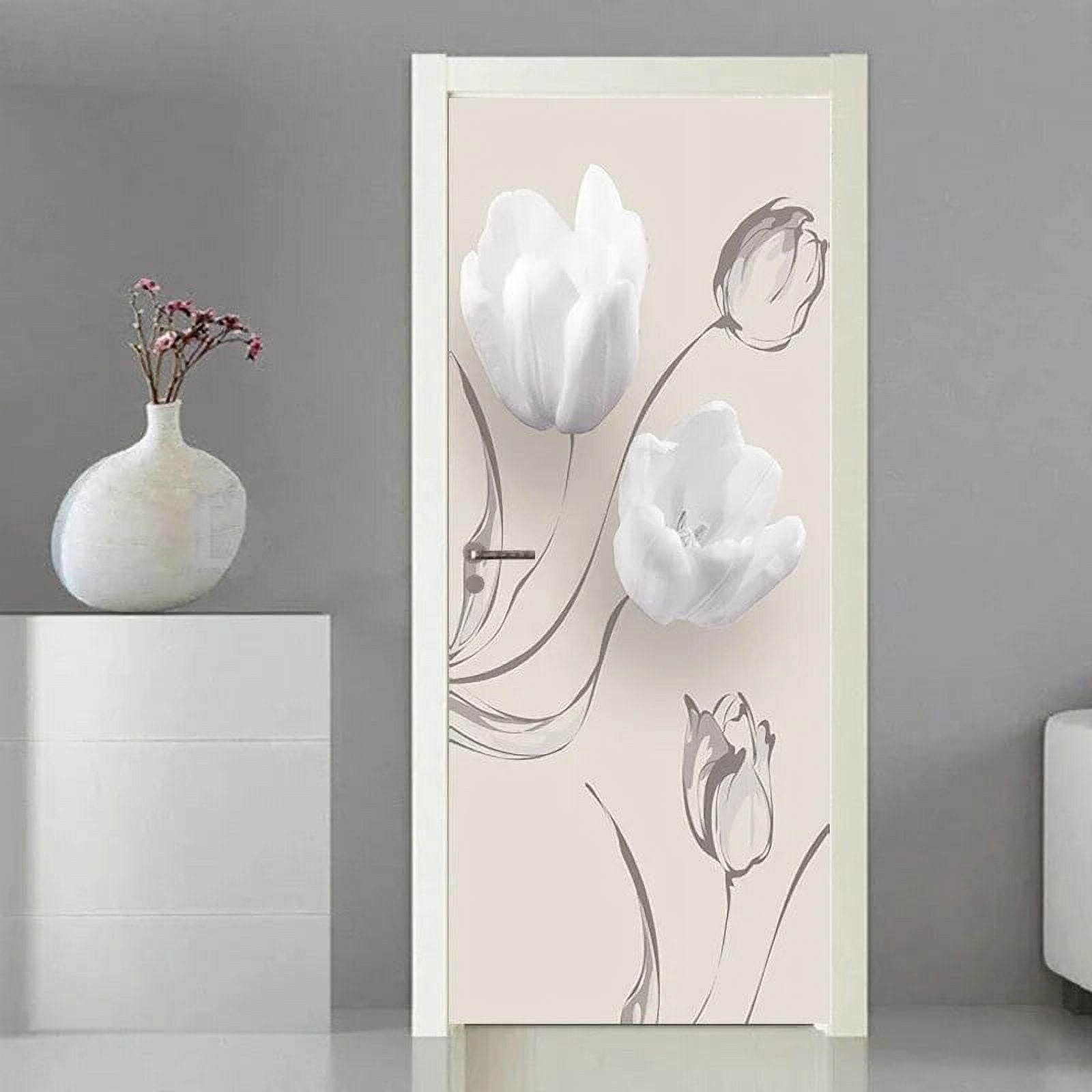 Door Decal Modern Sticker Cover Wallpaper Home Entrance Ornament ...