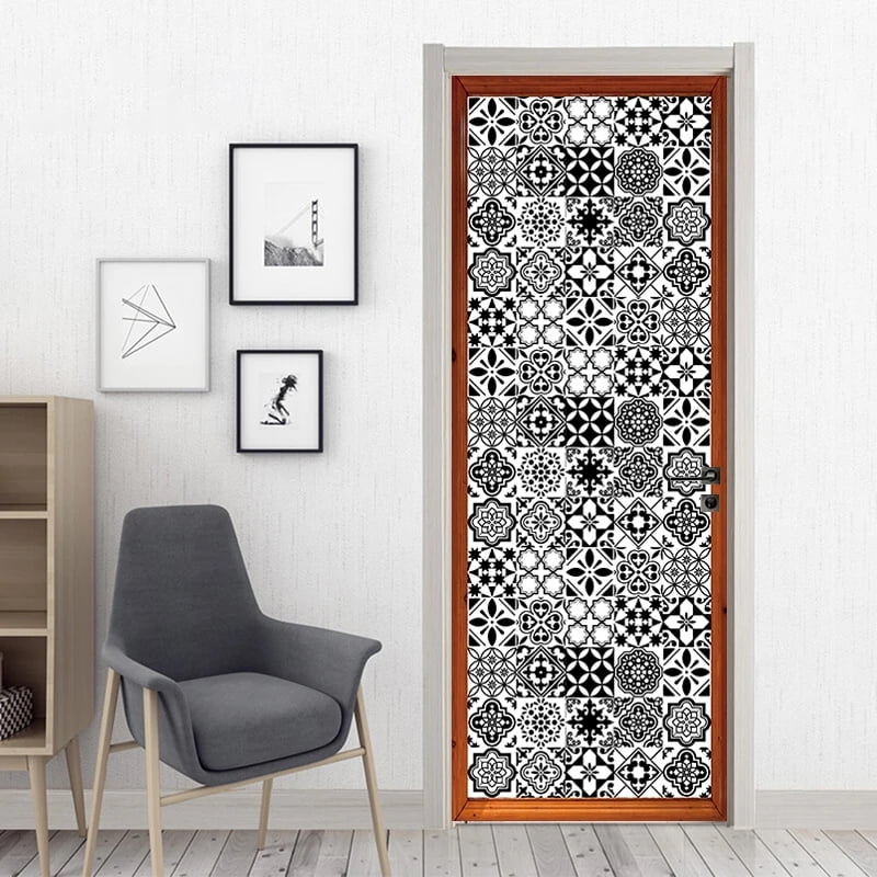 Door Decal Modern Sticker Cover Wallpaper Home Entrance Ornament ...