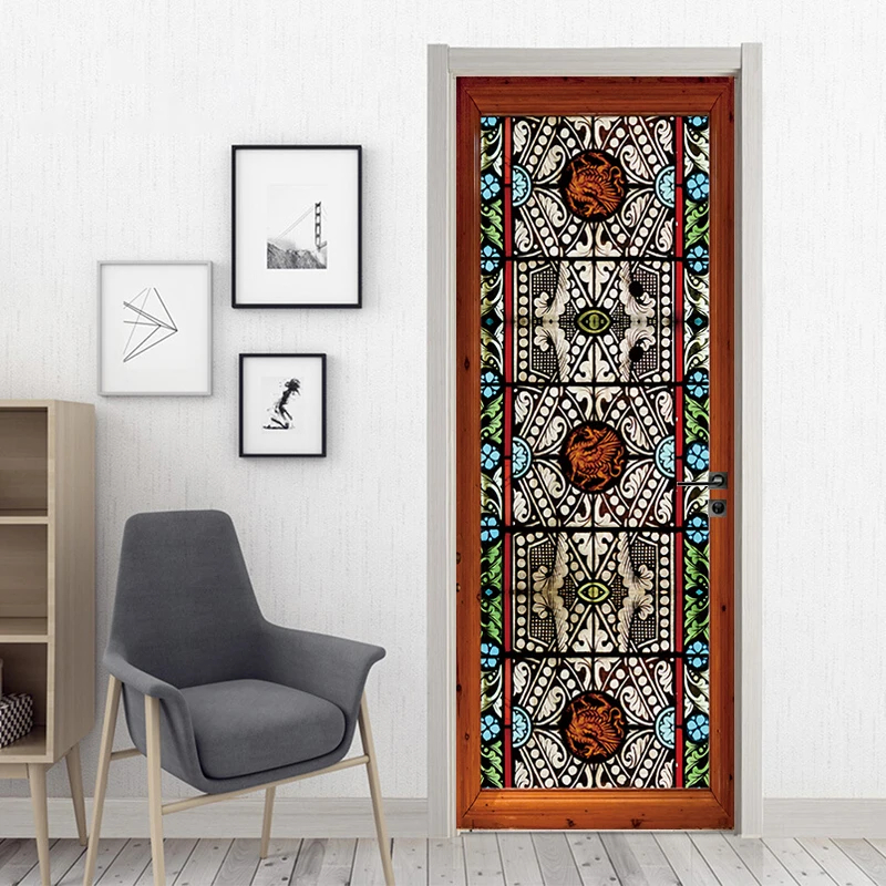 Door Decal Modern Sticker Cover Wallpaper Home Entrance Ornament ...