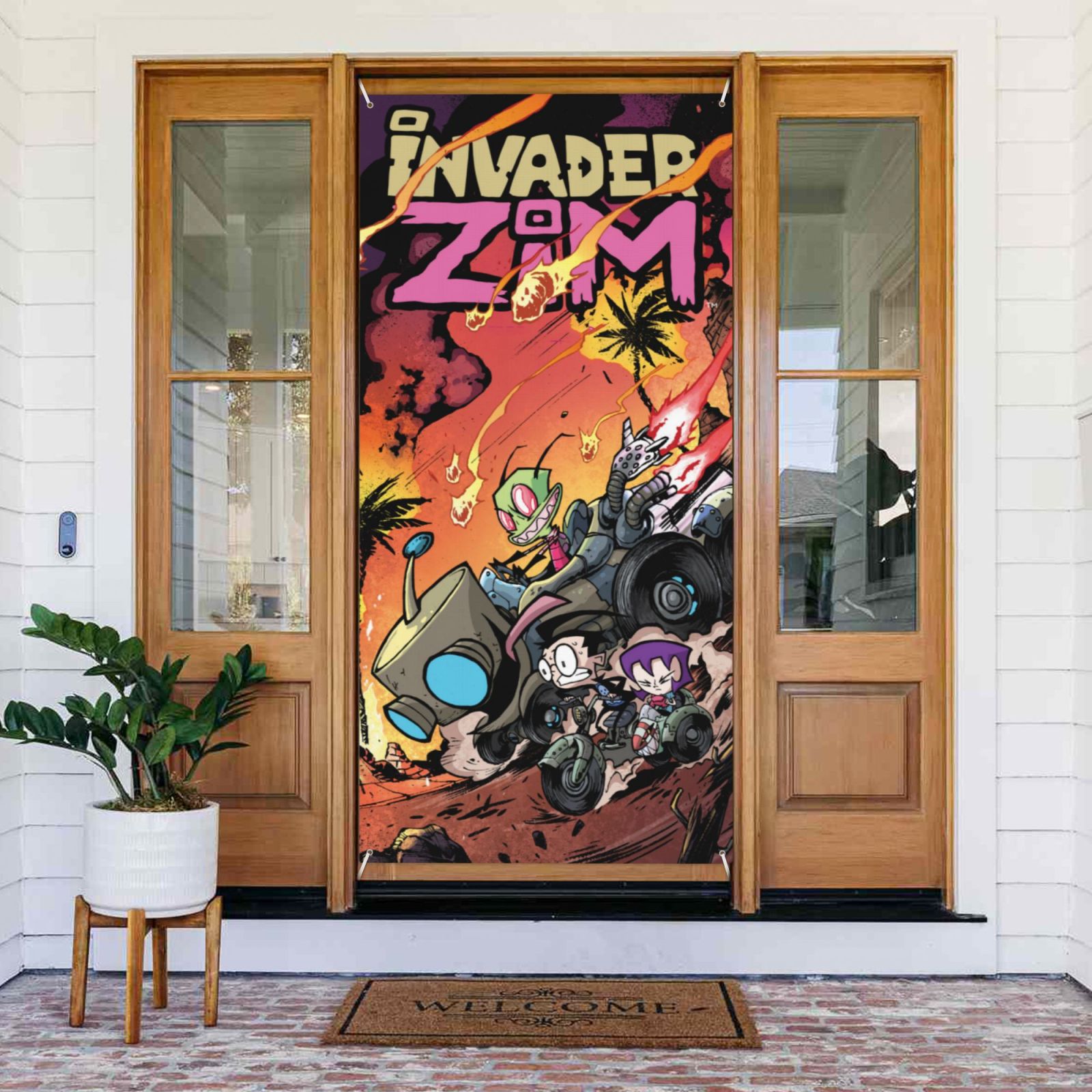 Door Decorations Banner Invader Zim Door Cover for Porch Party Indoor ...