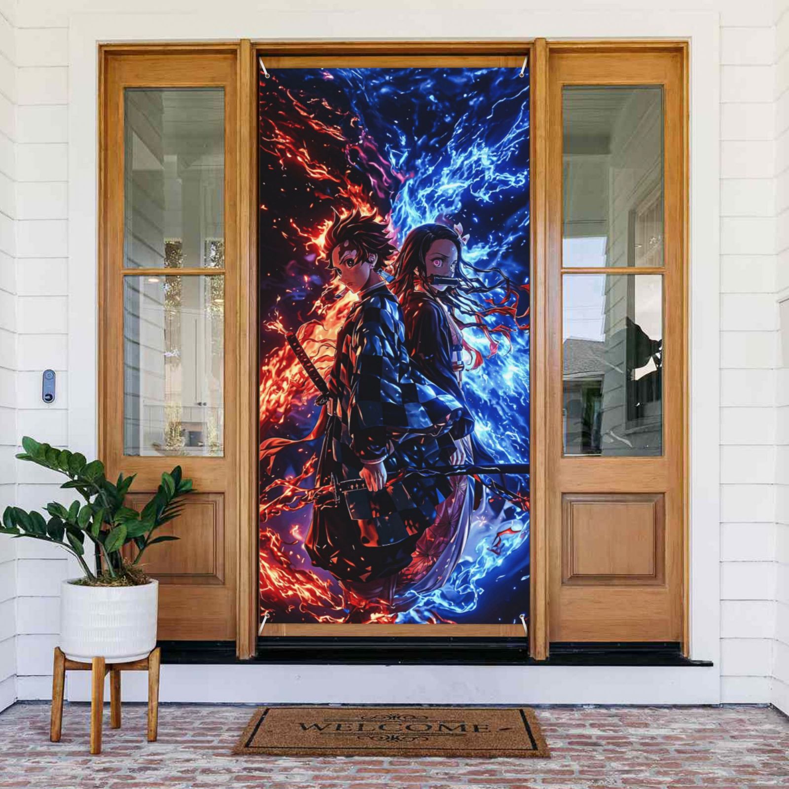 Door Decorations Cover,Demon Slayer Hanging Vertical Paper Door Banners ...