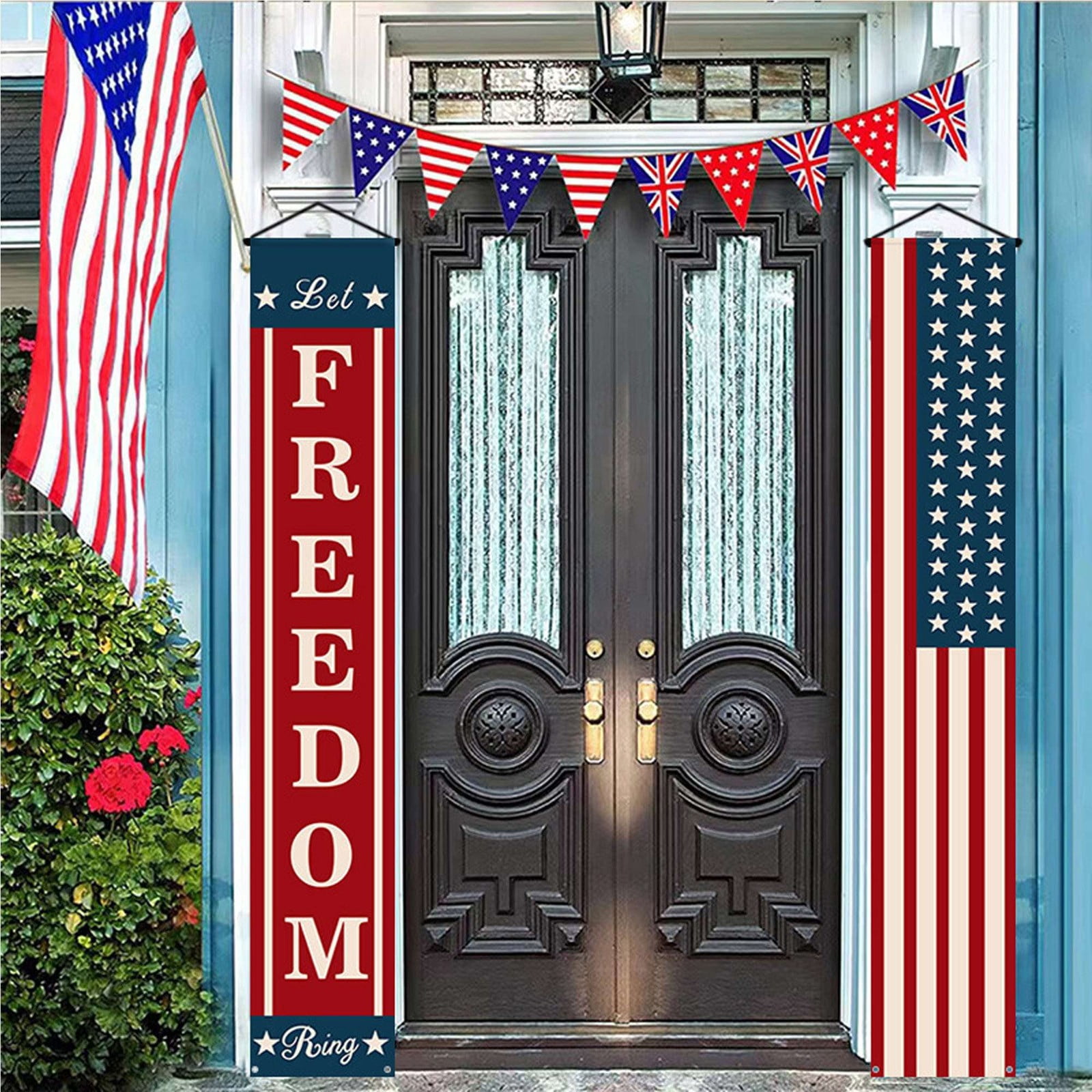 Door Decorations Hanging American Flag Porch Signs Front Door Decor ...