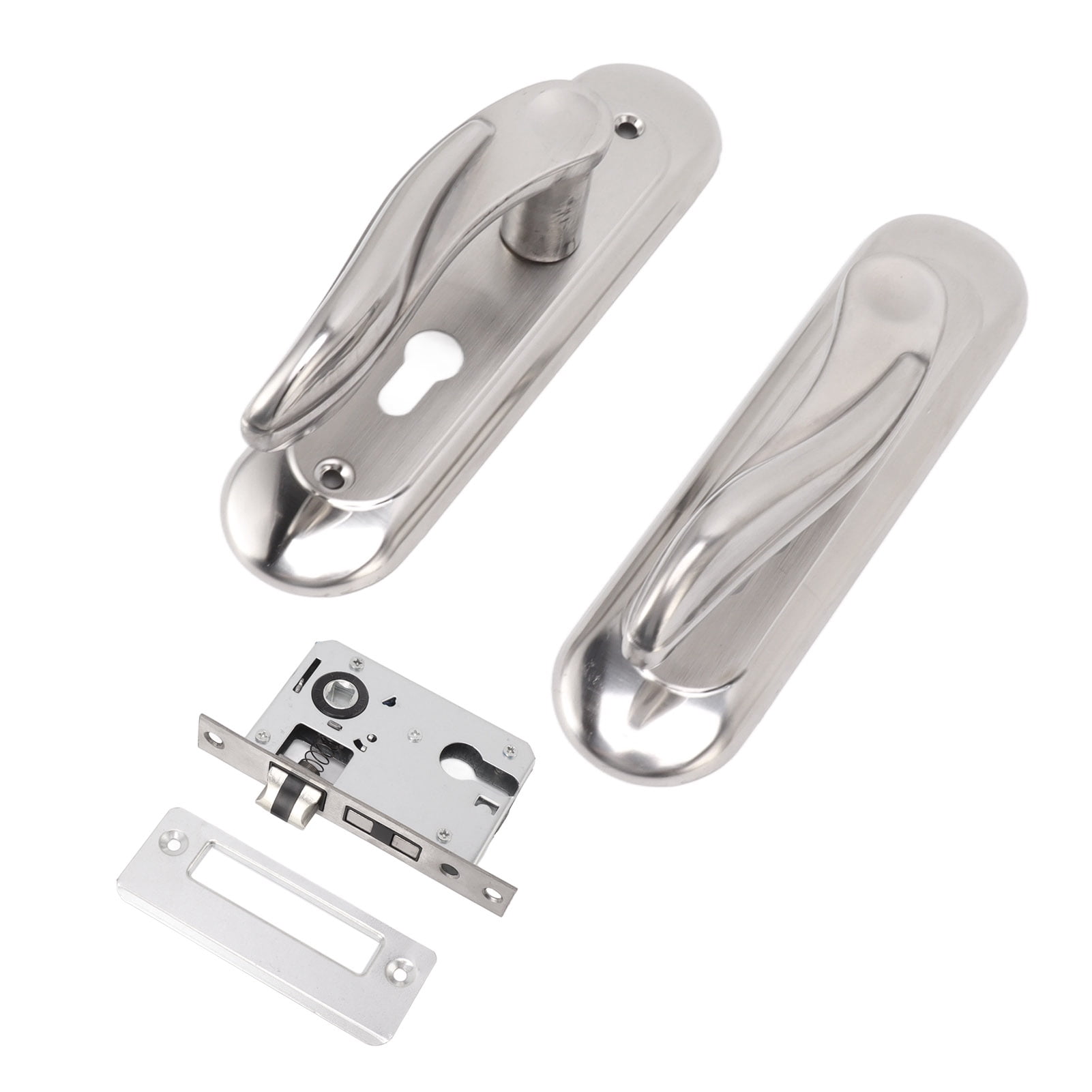 Door Entry Handle Set Stainless Steel Plate Door Lever Cylinder Lock ...