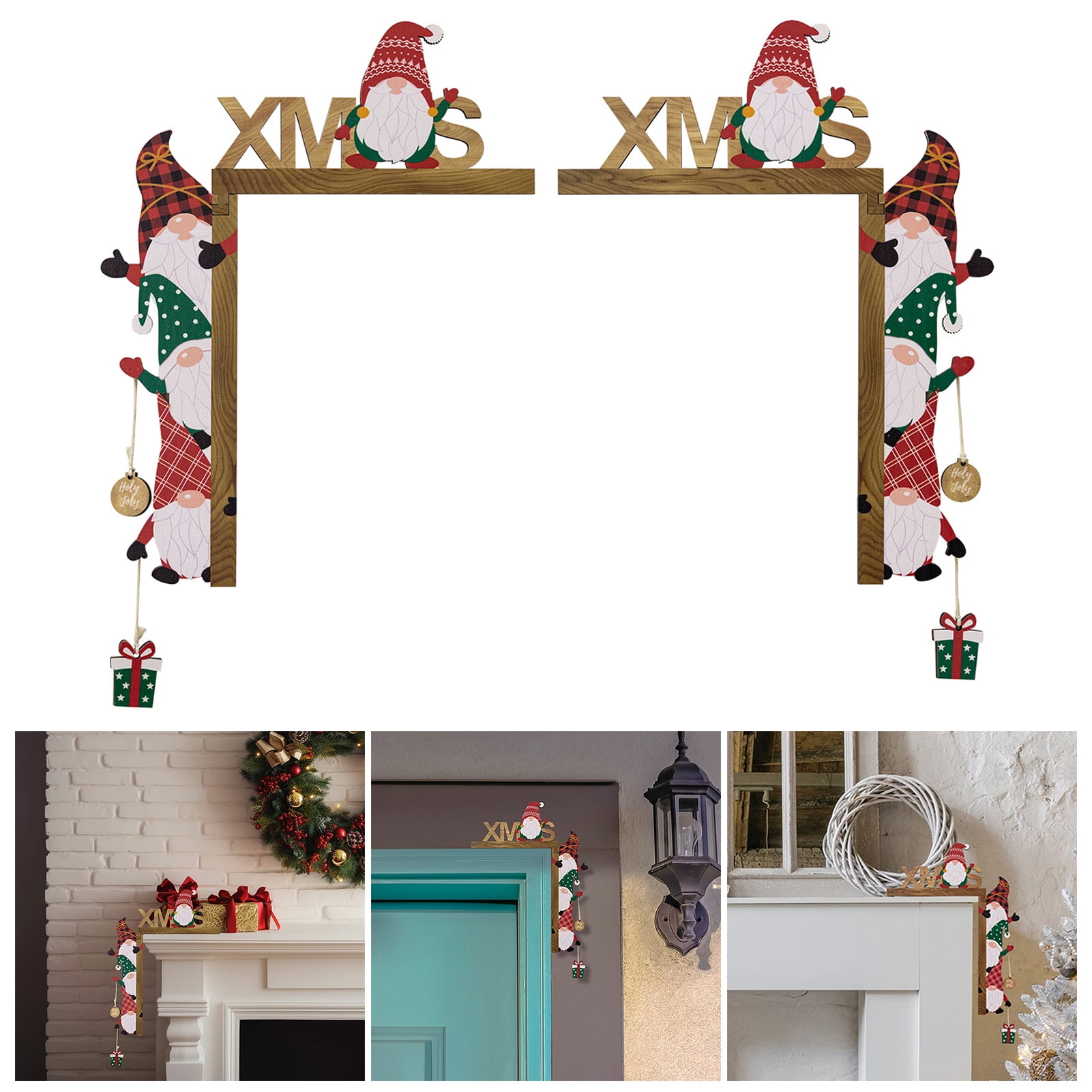 Door Frame Ornament Durable Festive Gnome Wooden Christmas Door Corner ...